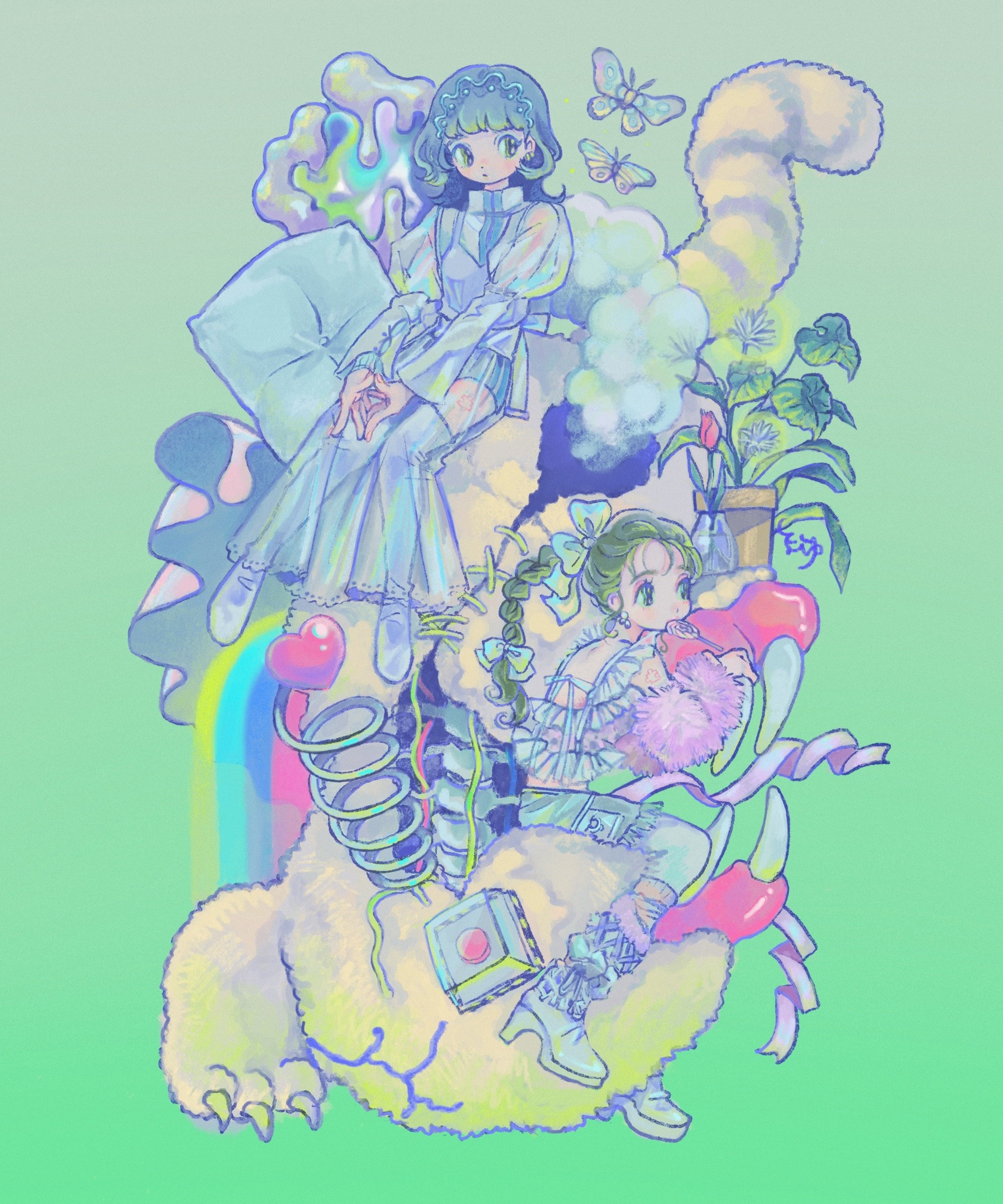 The Big ImageBoard (TBIB) - 2girls boots braid braided ponytail bug ...