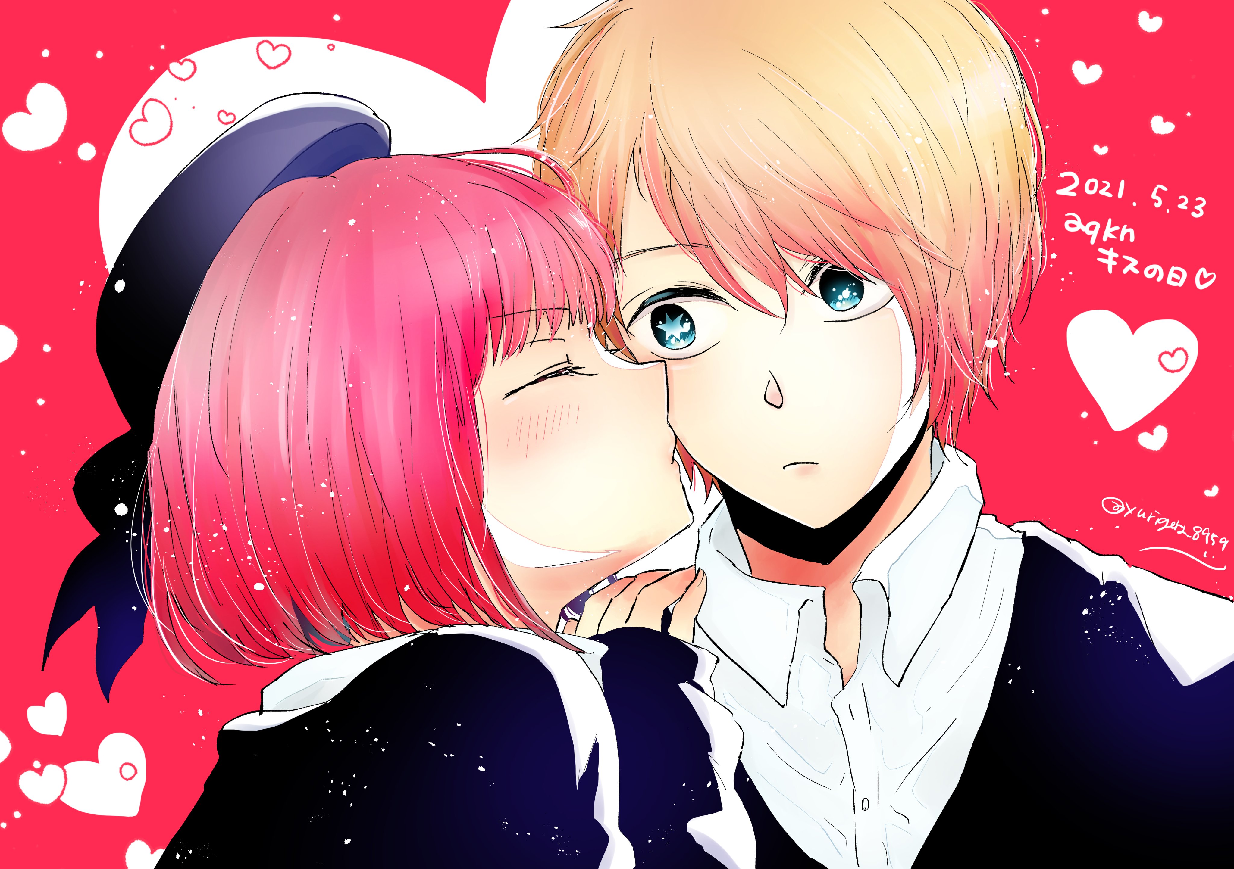 The Big ImageBoard (TBIB) - + + 1boy 1girl absurdres arima kana black jacket blonde hair blue ...