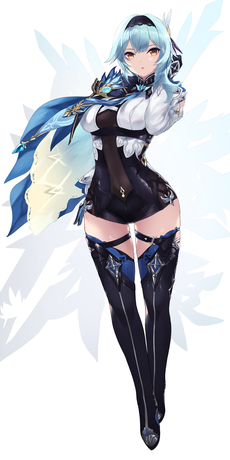 The Big ImageBoard (TBIB) - 1girl black gloves black hair black hairband black thighhighs blue ...