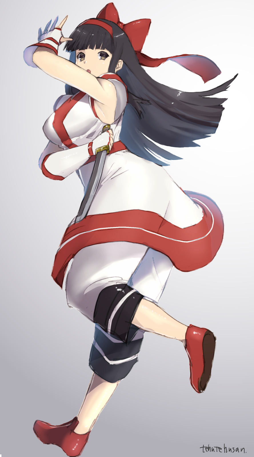 The Big Imageboard Tbib 1girl Ainu Clothes Ass Black Hair Bow