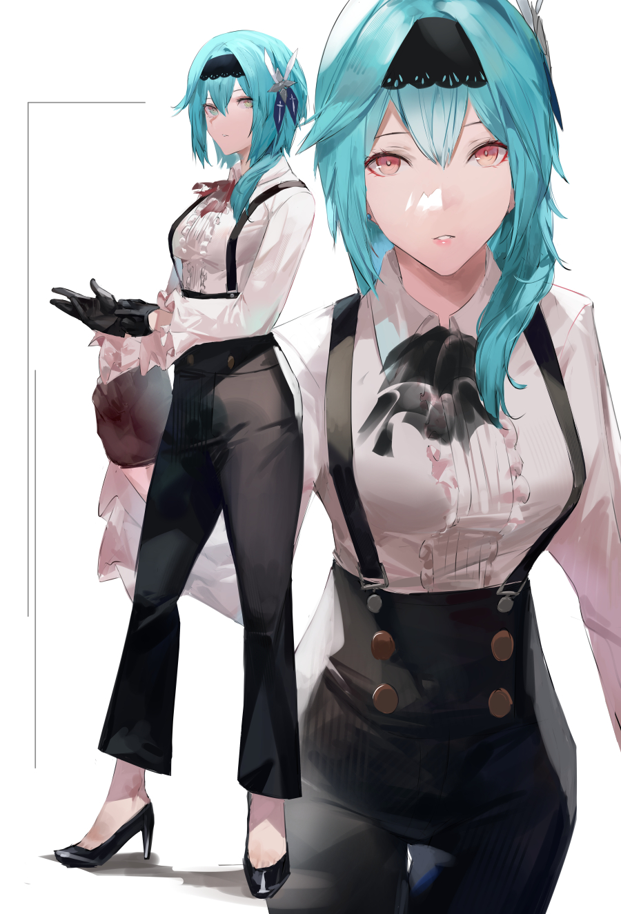 The Big ImageBoard (TBIB) - 1girl adjusting clothes adjusting gloves black gloves black hairband ...