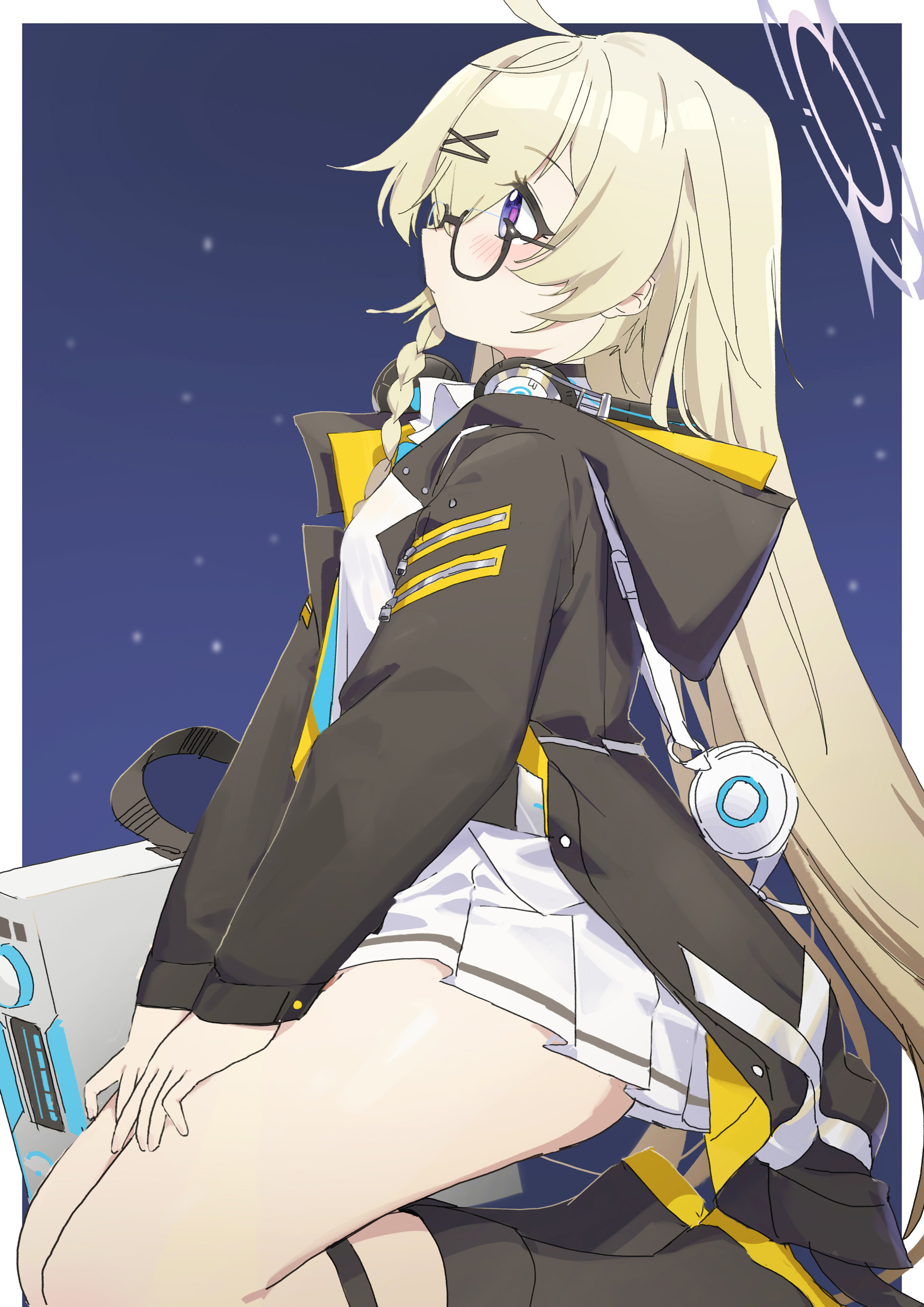 The Big ImageBoard (TBIB) - 1girl absurdres black-framed eyewear black footwear black jacket ...