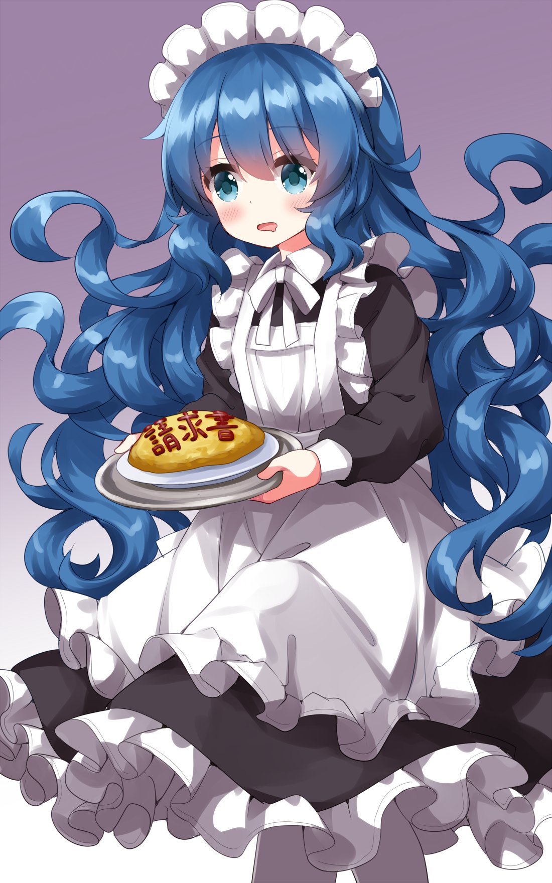 The Big ImageBoard (TBIB) - 1girl alternate costume apron black dress blue eyes blue hair blush ...