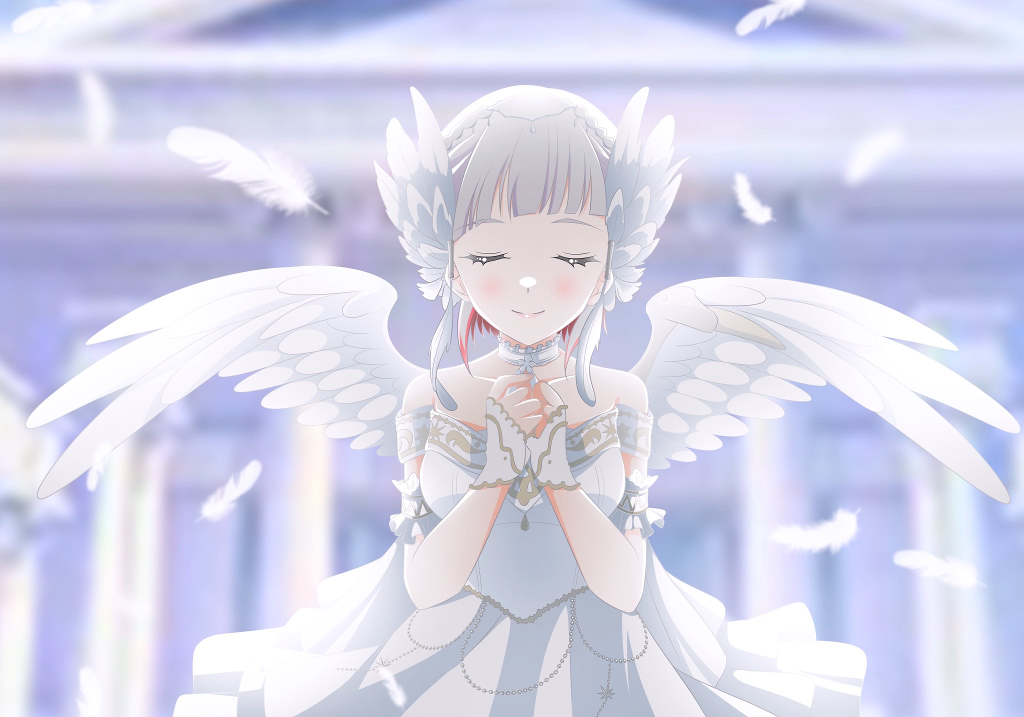 The Big ImageBoard (TBIB) - 1girl angel wings blurry blurry background braid breasts choker ...