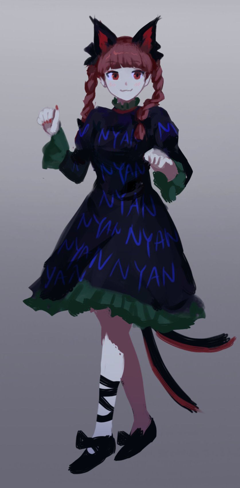 The Big ImageBoard (TBIB) - 1girl :3 animal ears black dress bow cat ears cat tail dress extra ...