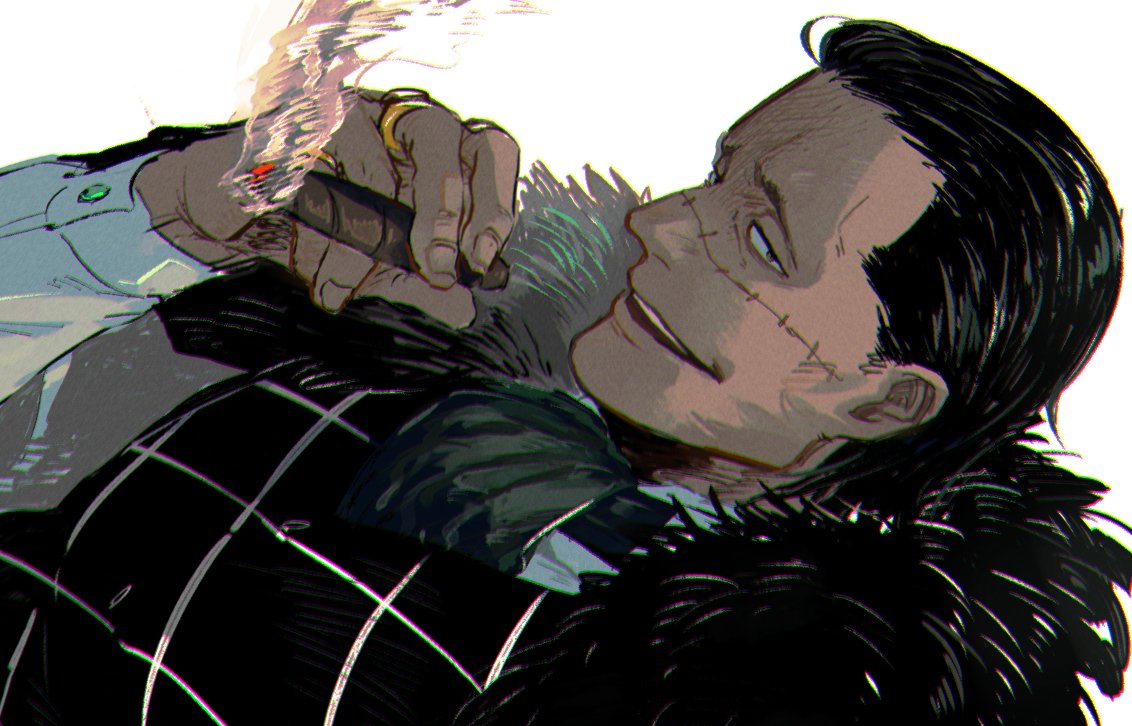 The Big ImageBoard (TBIB) - 1boy ascot black fur black hair buttoned cuffs buttons cigar ...