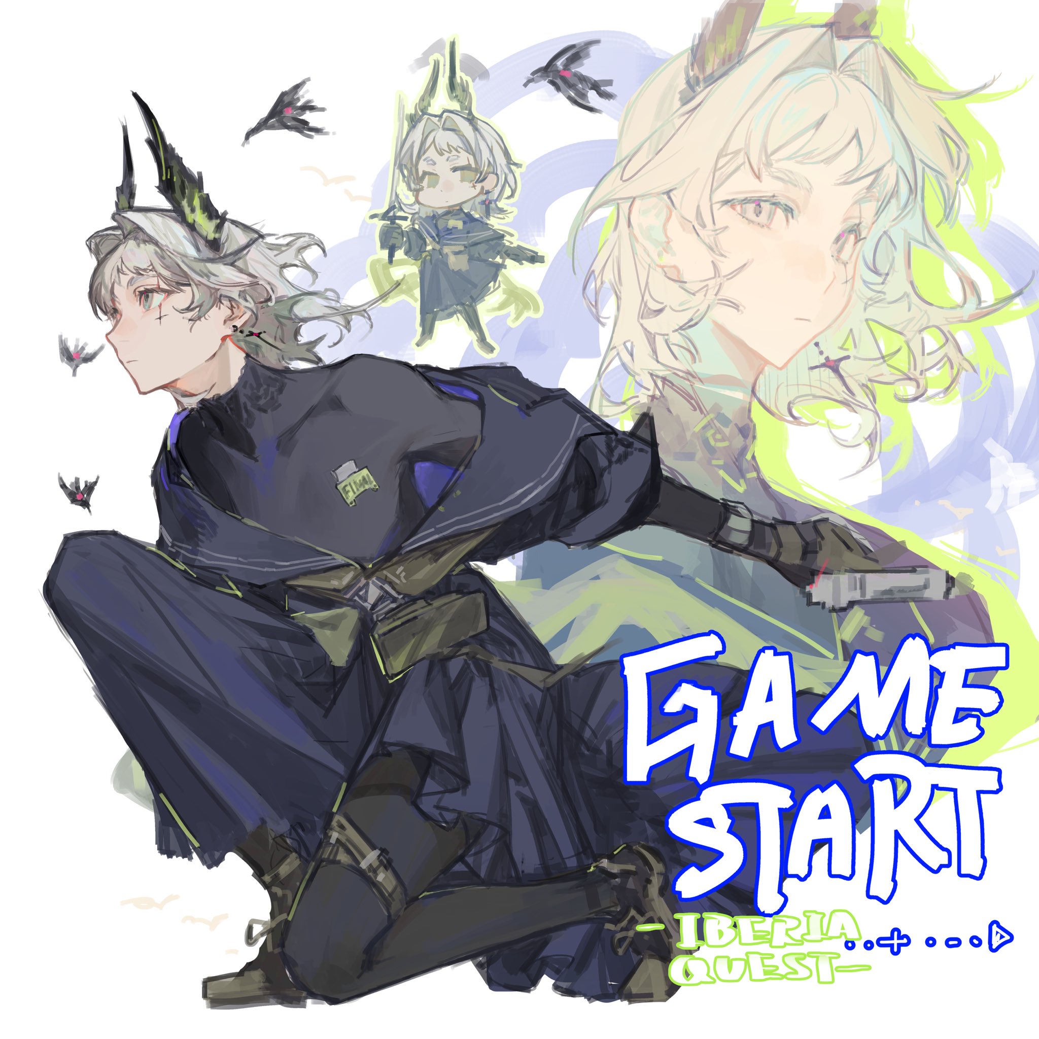 The Big ImageBoard (TBIB) - 1girl arknights black jacket black pantyhose black shirt black skirt ...