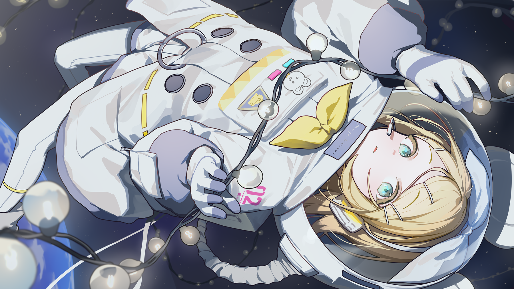 The Big ImageBoard (TBIB) - 1girl aqua eyes astronaut blonde hair bow bow hairband bowtie ...