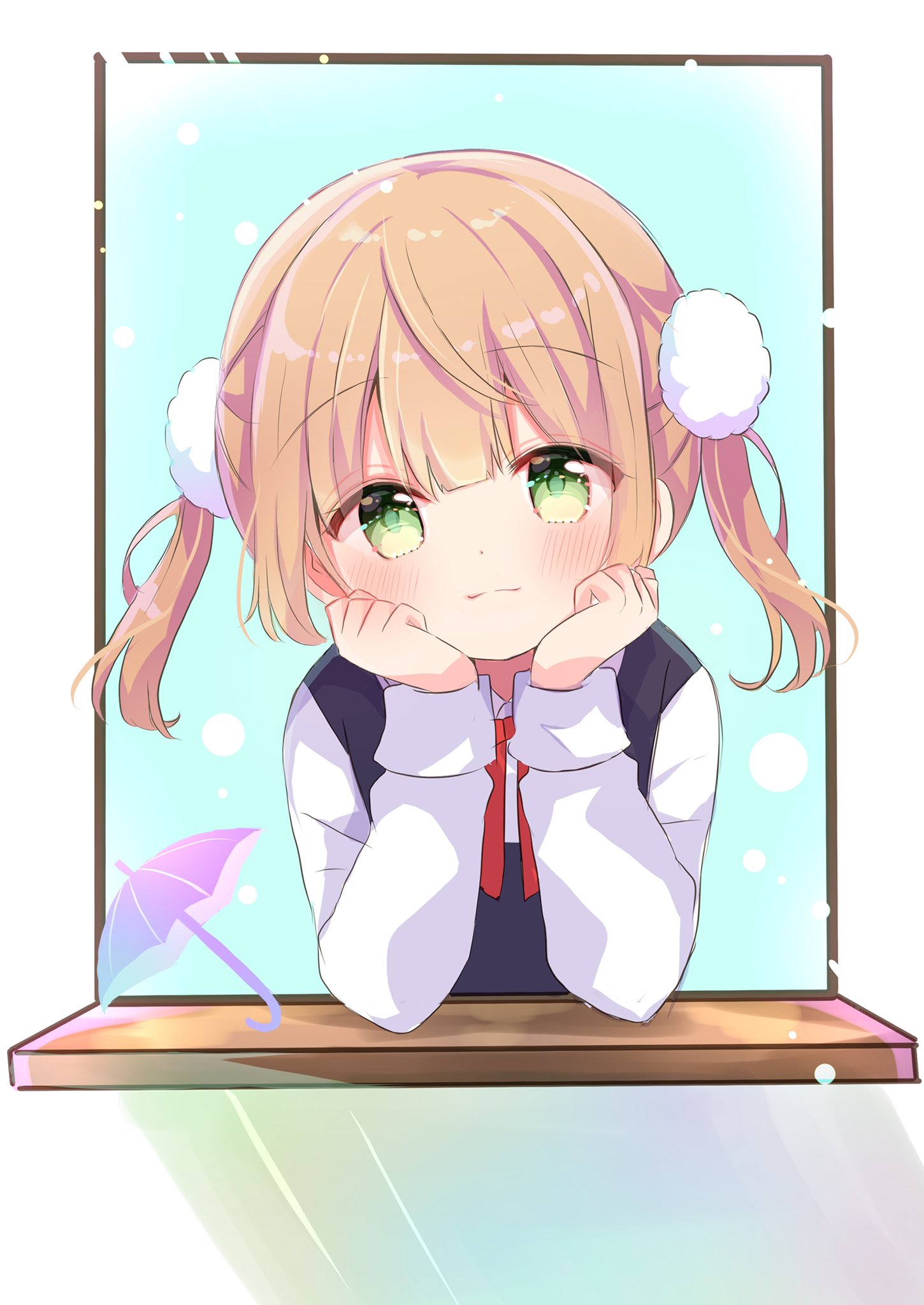 The Big ImageBoard (TBIB) - 1girl blonde hair blue background blue dress blush bow bowtie ...