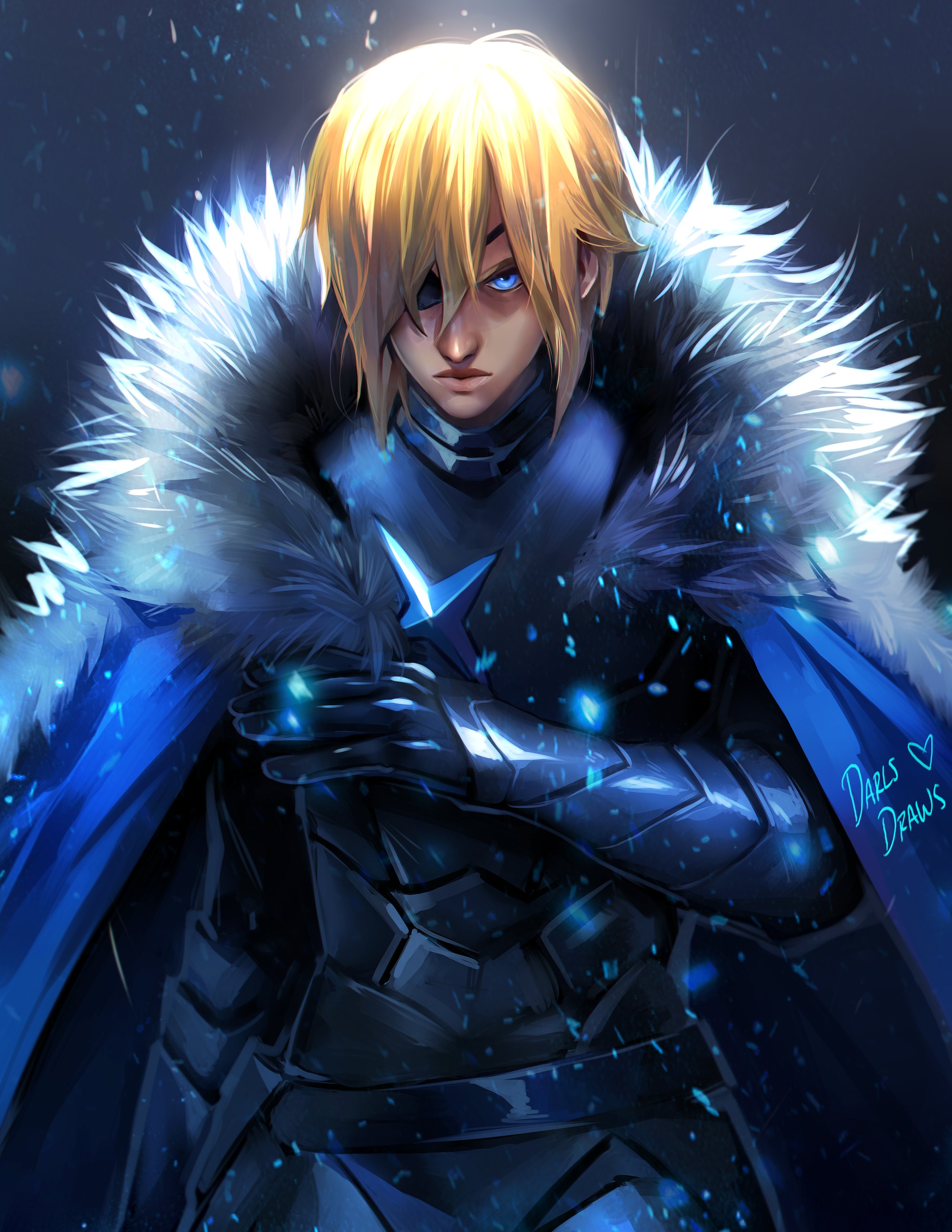 The Big ImageBoard (TBIB) - 1boy absurdres arm across chest arm up armor black armor blonde hair ...