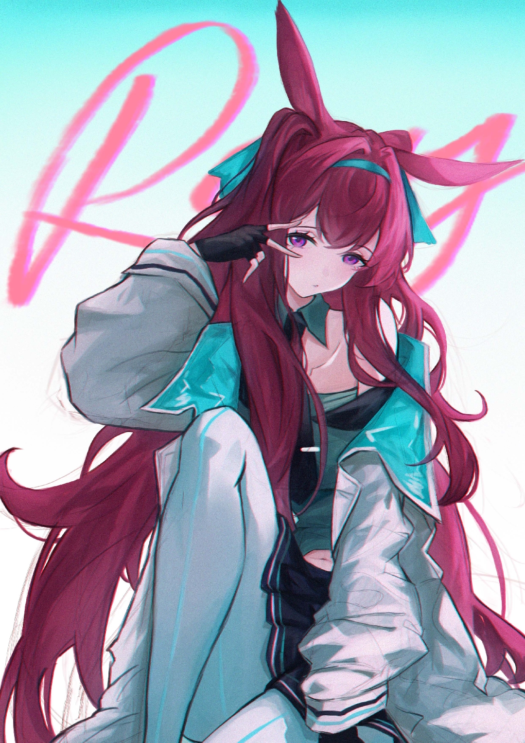 The Big ImageBoard (TBIB) - 1girl animal ears arknights bare shoulders black gloves blue ...