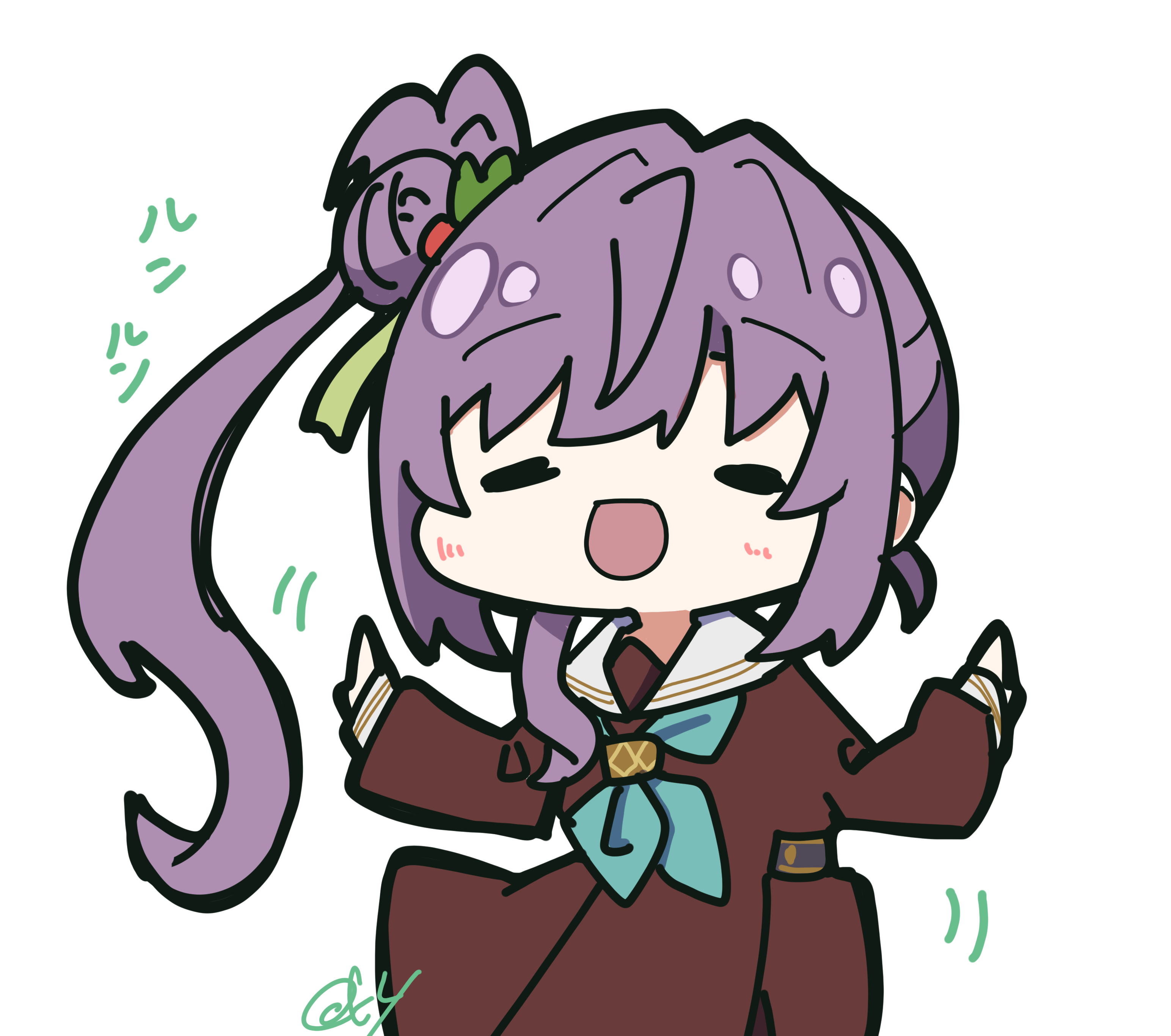 The Big ImageBoard (TBIB) - 1girl :d absurdres aqua neckerchief brown ...