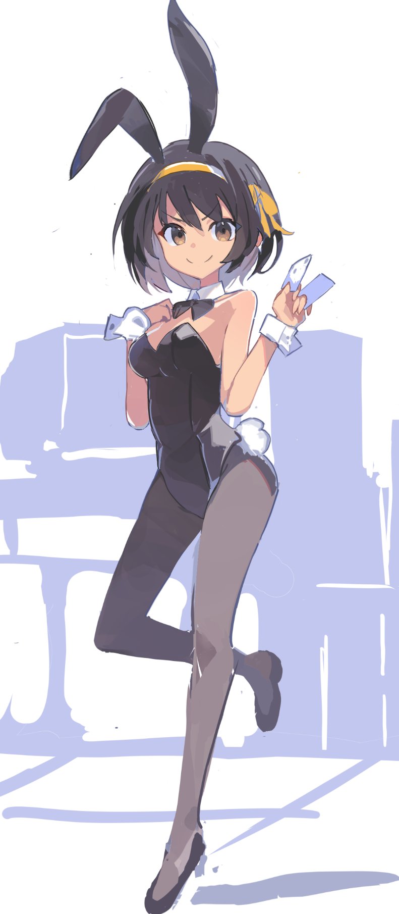 The Big ImageBoard (TBIB) - 1girl animal ear hairband animal ears black bow black bowtie black ...