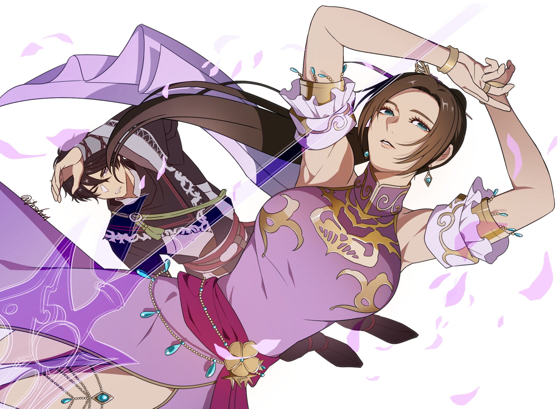 The Big ImageBoard (TBIB) - 1boy 1girl armpits arms behind head black hair bracelet breasts ...