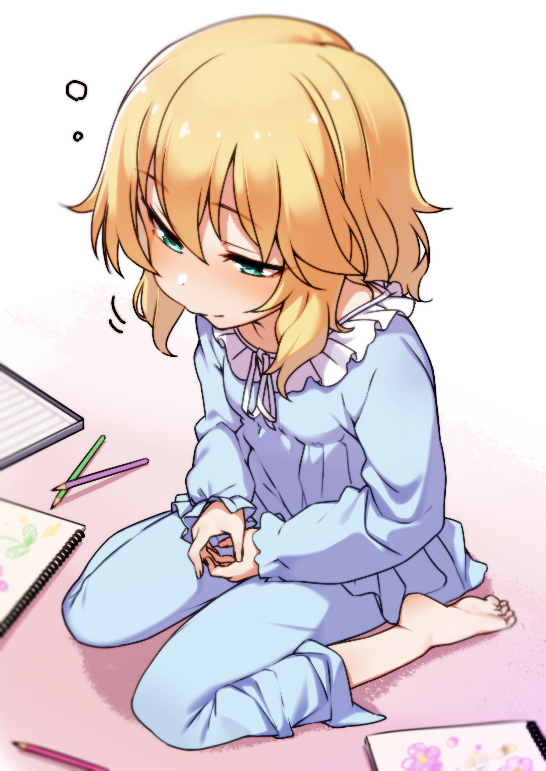 The Big Imageboard Tbib 1girl Absurdres Barefoot Blonde Hair Blush