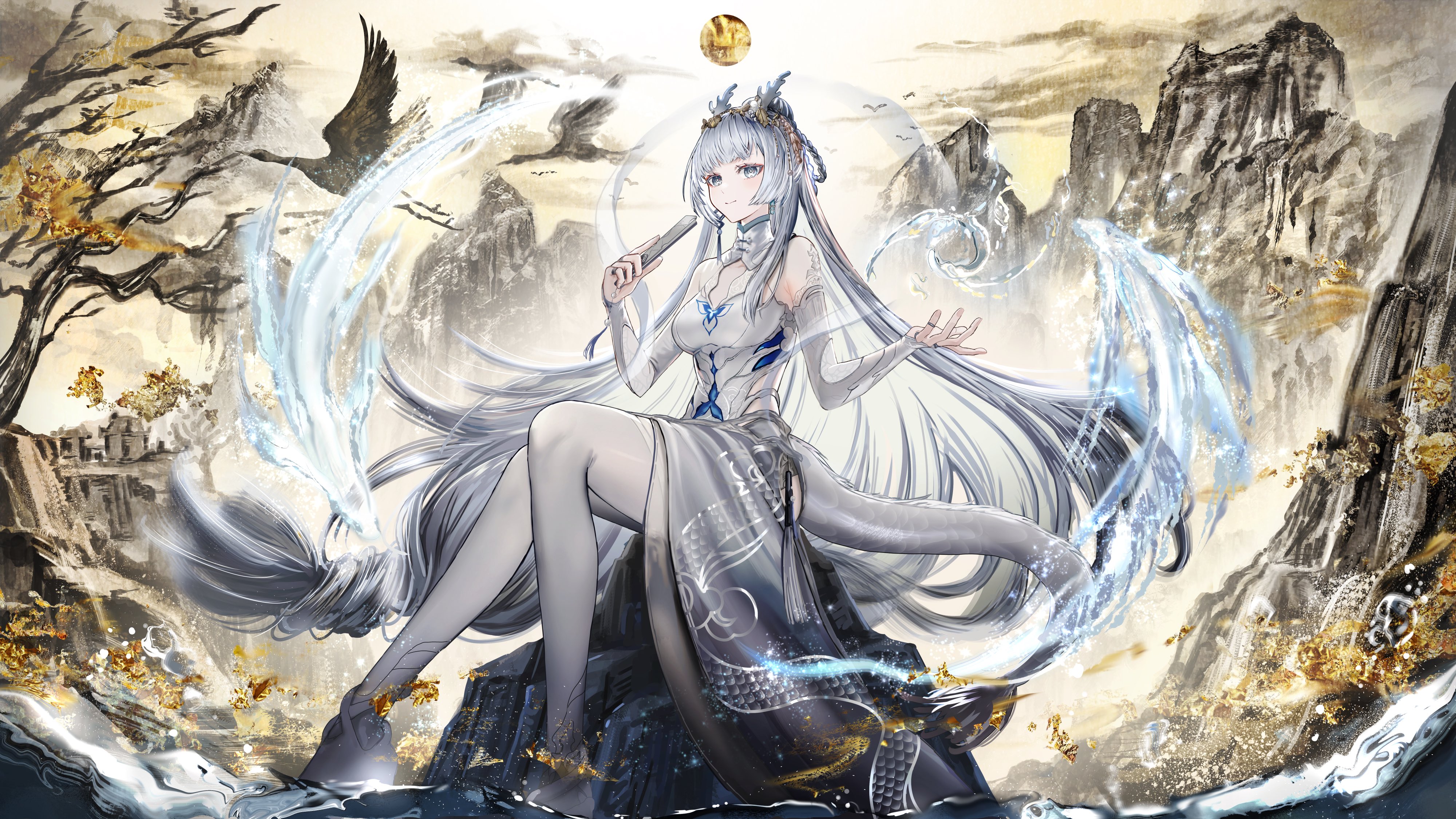 The Big ImageBoard (TBIB) - 1girl absurdres bird black shoes blue eyes ...