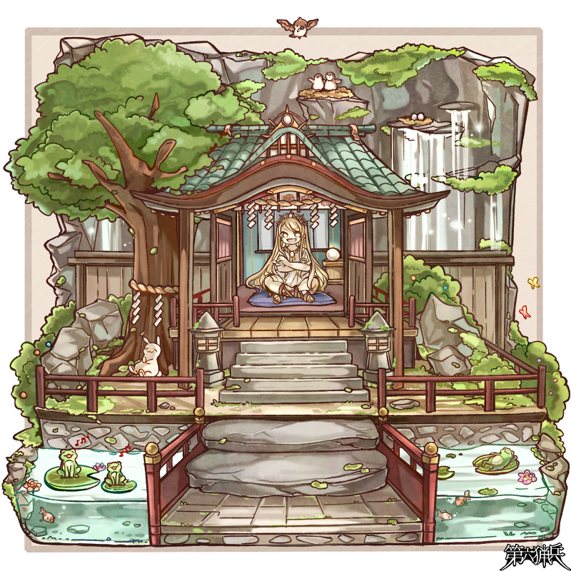 The Big ImageBoard (TBIB) - 1girl :d bird bird nest border brooch bush ...