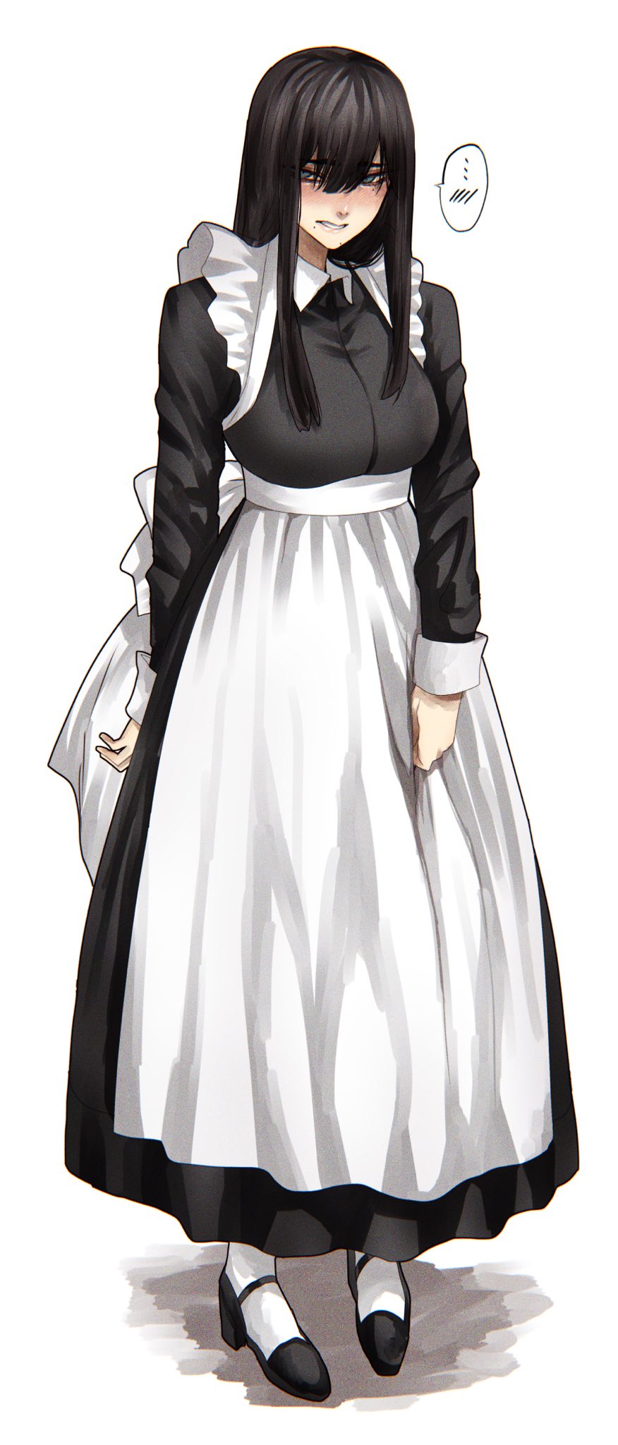 The Big ImageBoard (TBIB) - ... 1girl apron black dress black footwear black hair blue eyes ...