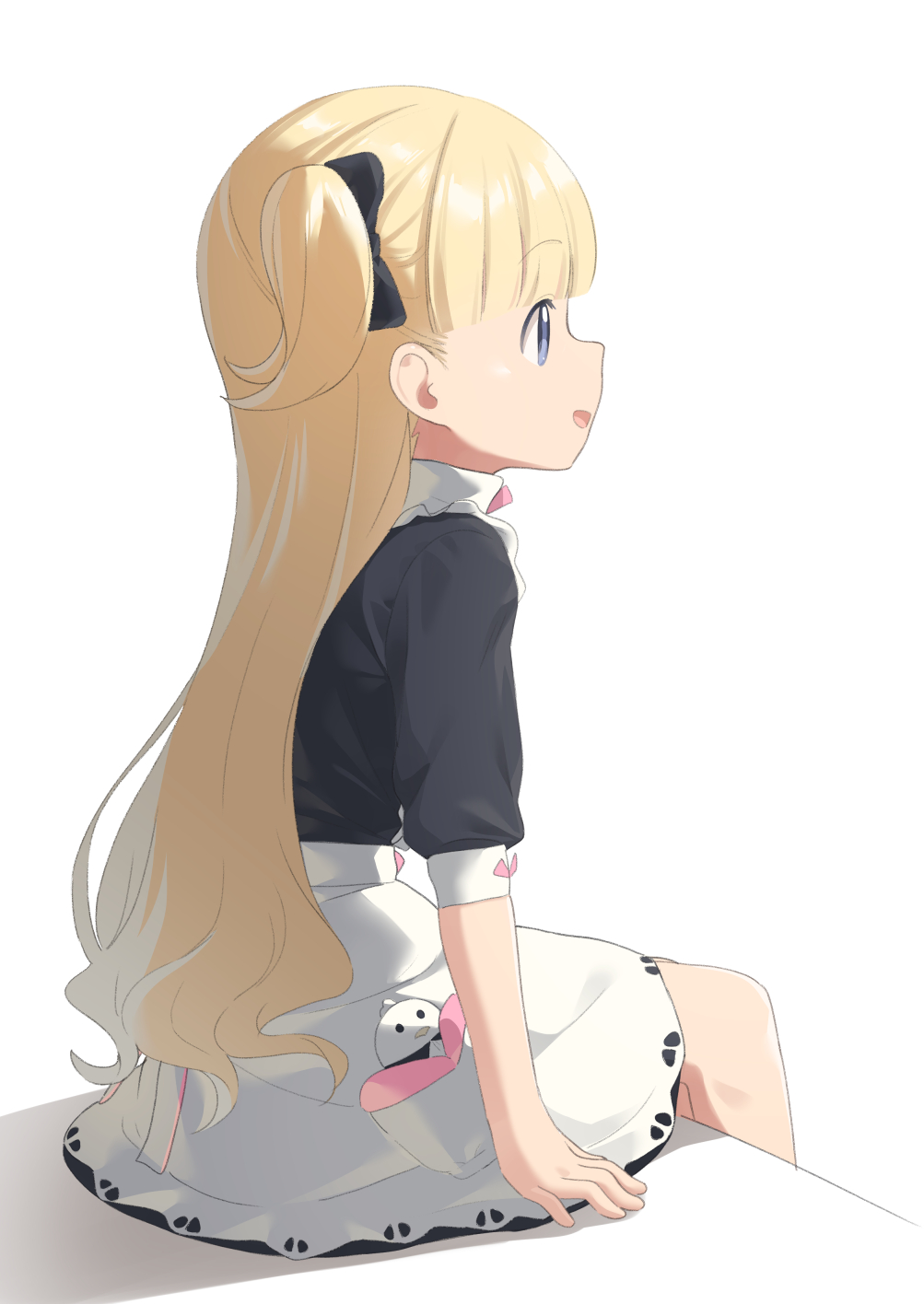 The Big Imageboard Tbib 1girl Apron Bangs Black Bow Black Dress