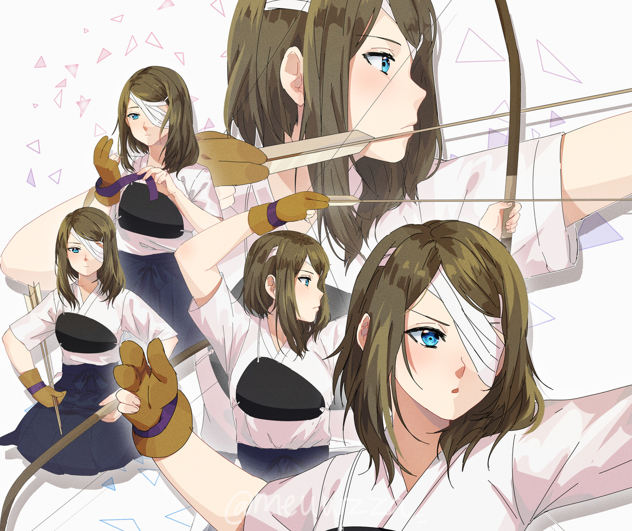 The Big ImageBoard (TBIB) - 1girl :o aiming arrow (projectile) bandages bangs blue eyes bow ...