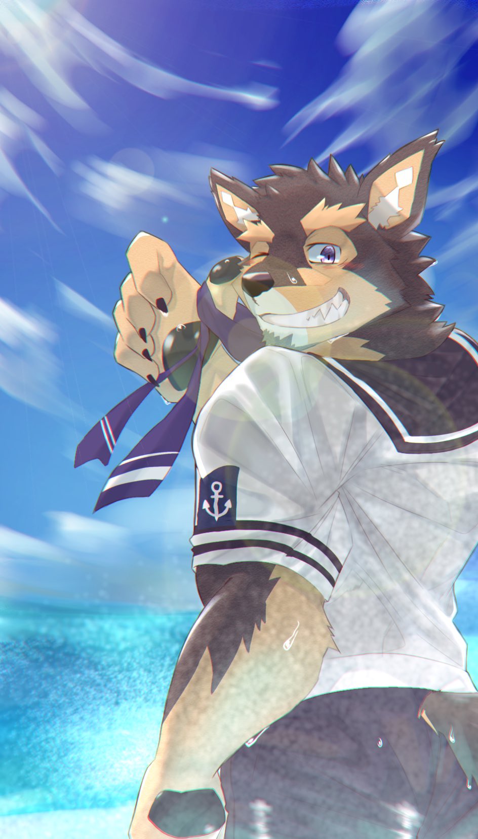 The Big ImageBoard (TBIB) - anthro canid canine canis countershading domestic dog fur grin hi ...