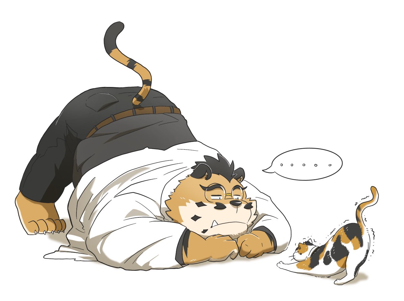 The Big ImageBoard (TBIB) - ... 2021 anthro bottomwear butt calico cat clothing domestic cat duo ...