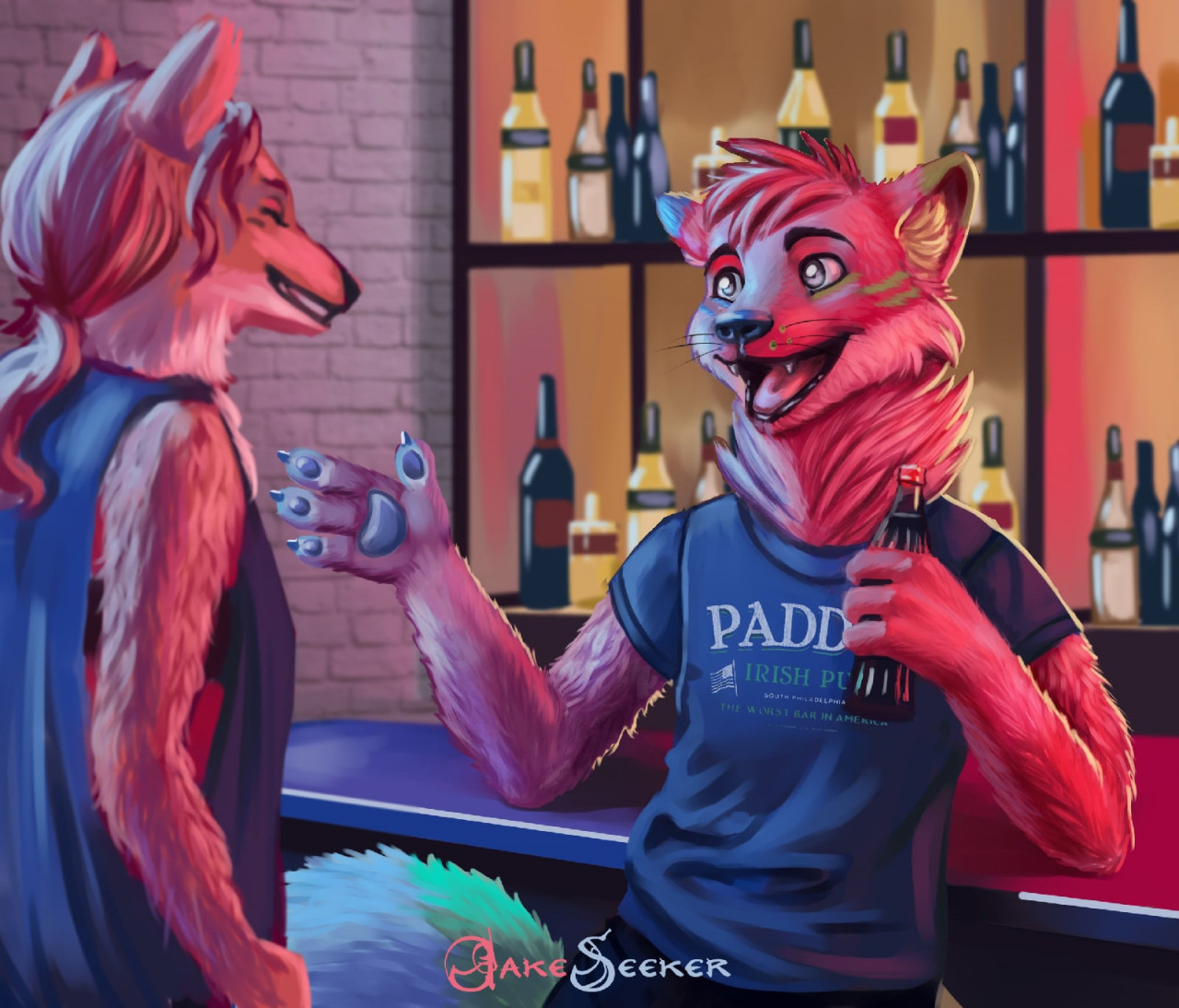 The Big ImageBoard (TBIB) - alcohol anthro bar beverage bodypaint canid canine claws clothed ...