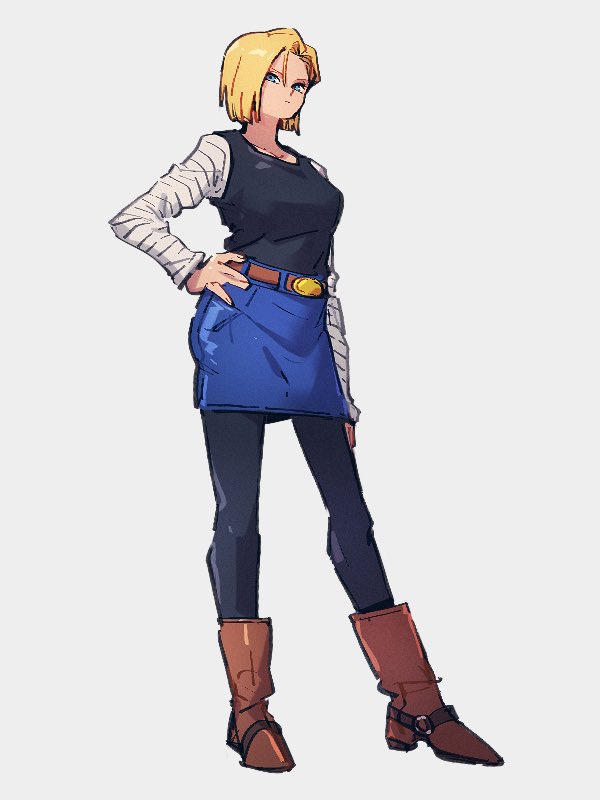 The Big ImageBoard (TBIB) - 1girl android 18 black shirt blonde hair ...