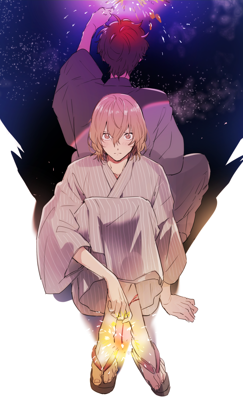 The Big ImageBoard (TBIB) - 2boys akechi gorou amamiya ren back-to-back black hair blush brown ...