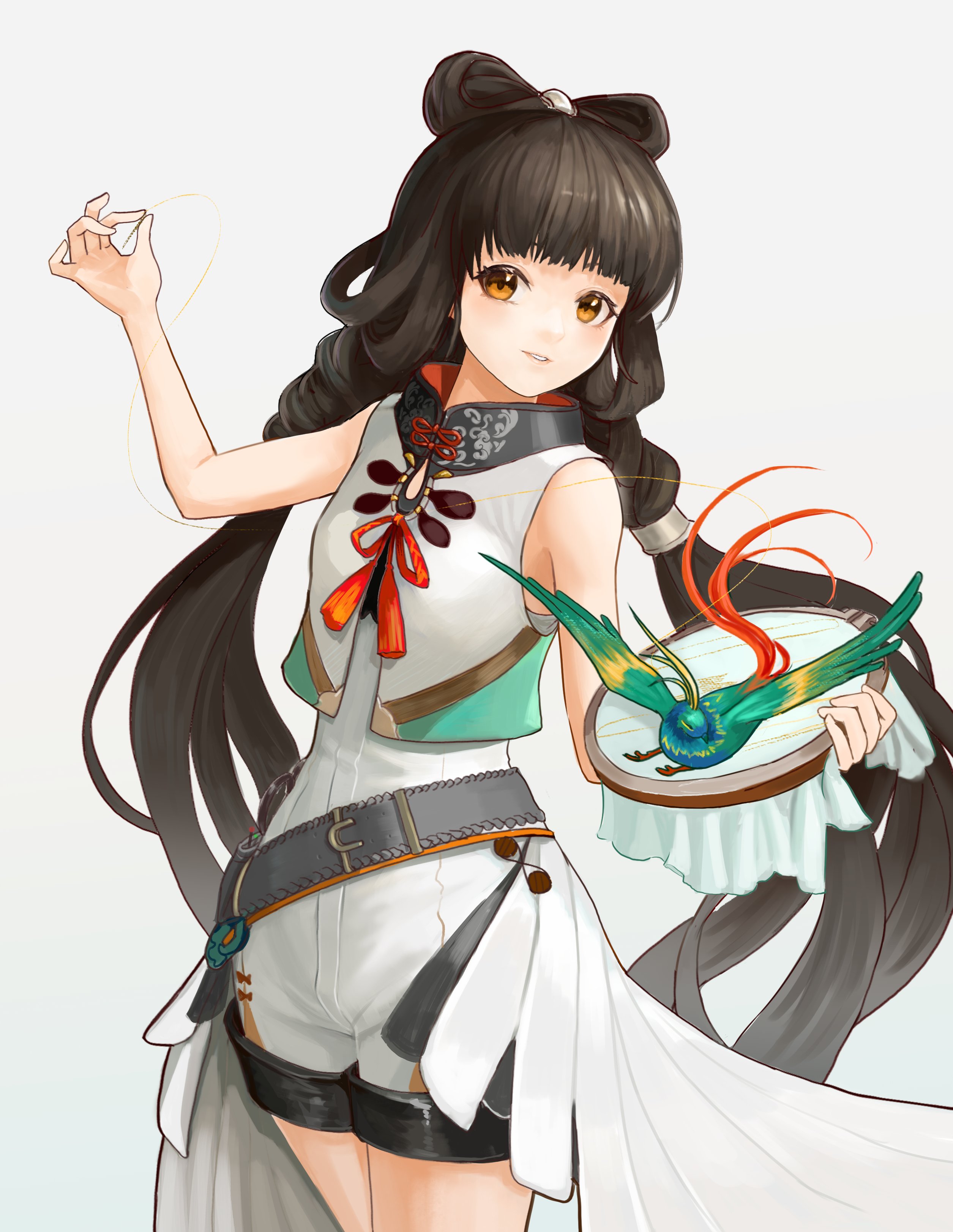 The Big ImageBoard (TBIB) - 1girl absurdres ahong belt bird brown hair ...