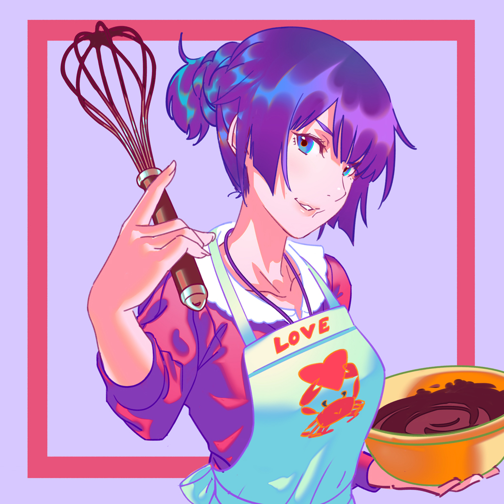 The Big ImageBoard (TBIB) - 1girl apron bakemonogatari baking blue eyes ...