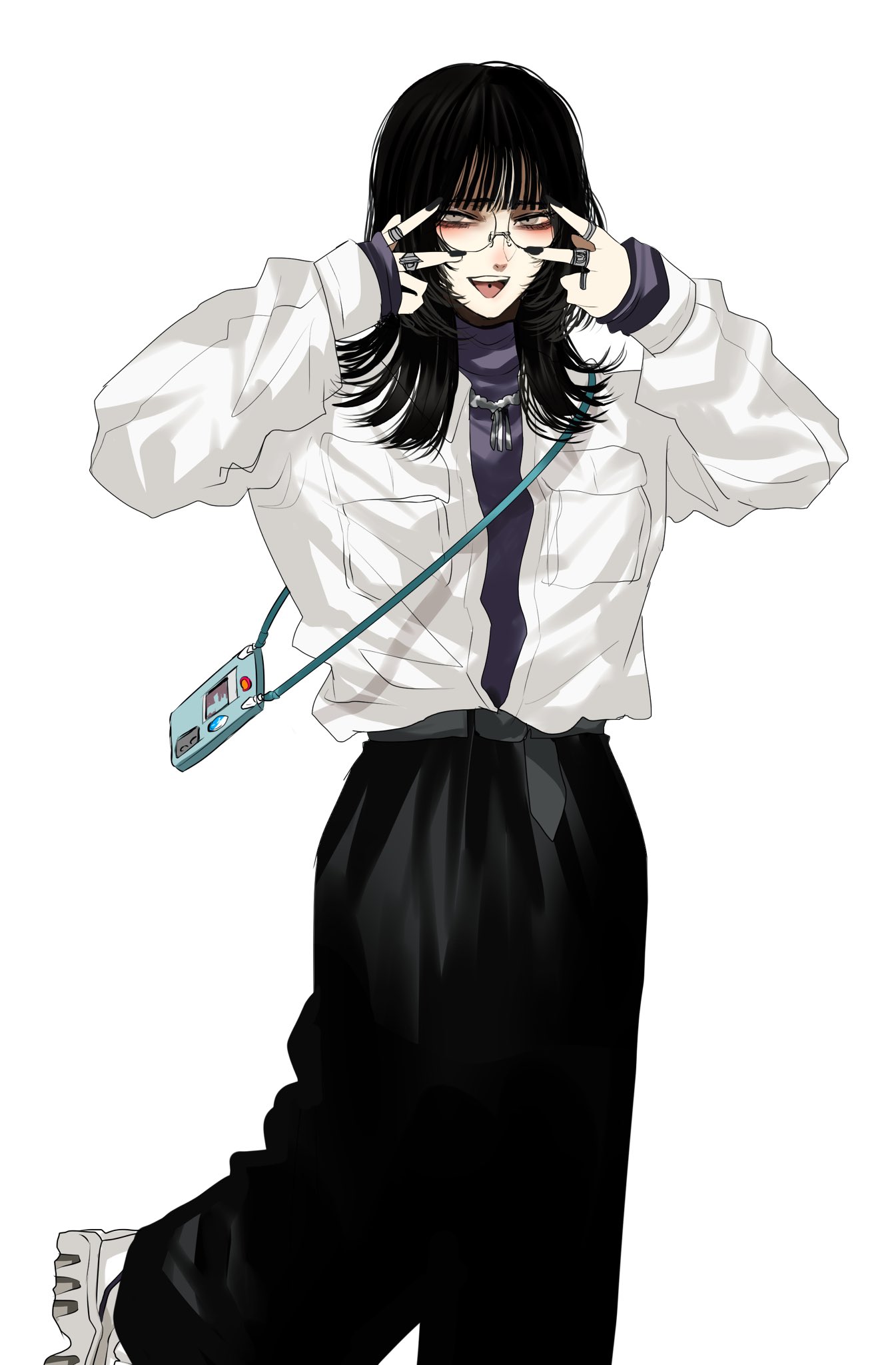 The Big ImageBoard (TBIB) - 1girl aegyo sal belt black hair black nails black pants blunt bangs ...