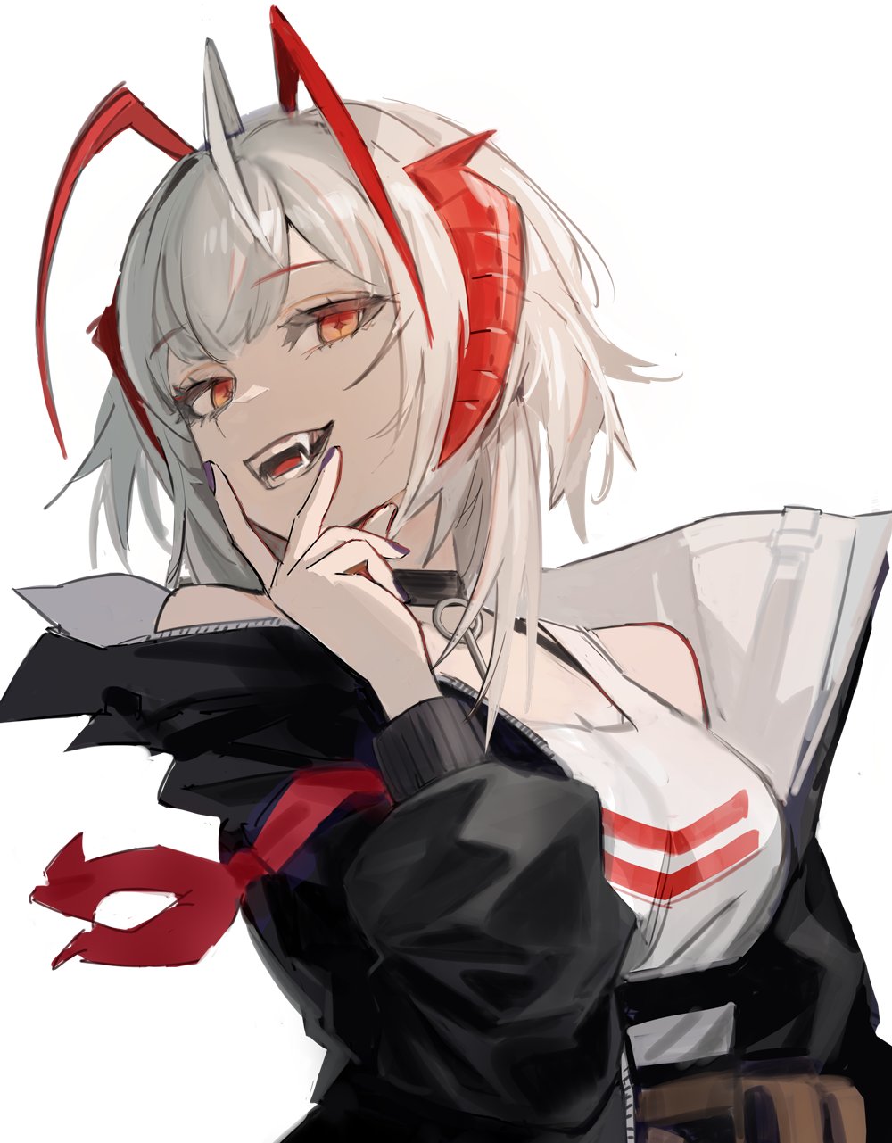 The Big ImageBoard (TBIB) - 1girl ahoge antenna hair arknights bandana bandana around arm black ...