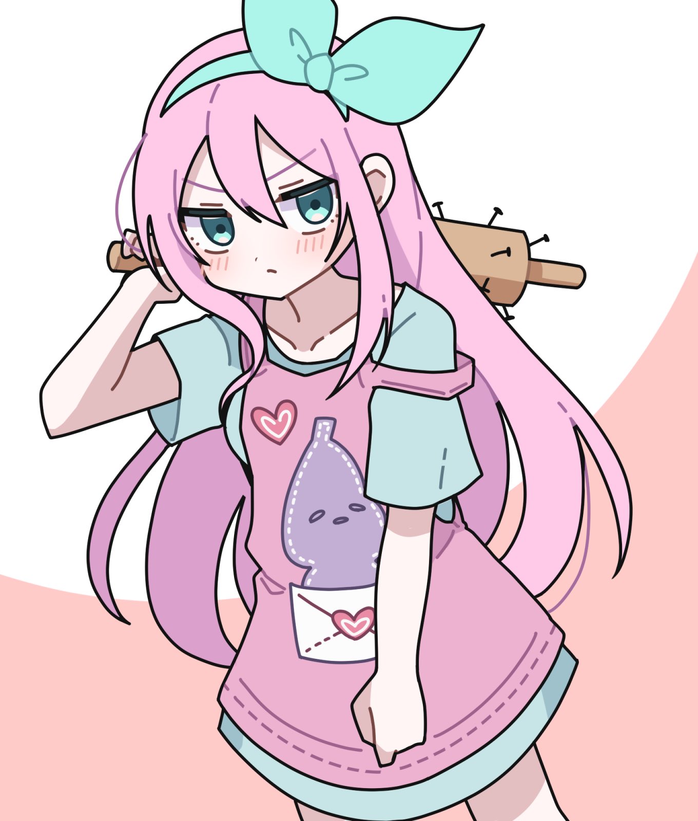 The Big ImageBoard (TBIB) - 1girl aubrey (faraway) (omori) aubrey (omori) blue shirt blush ...