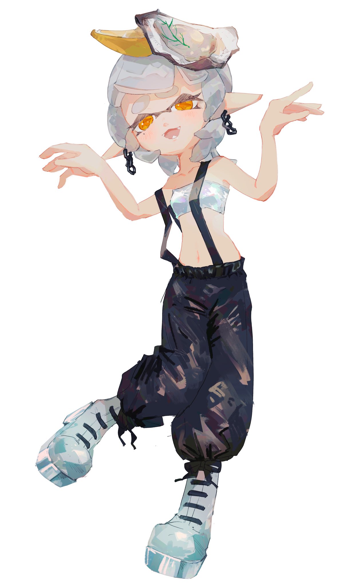 The Big ImageBoard (TBIB) - 1girl arms up black pants boots collarbone ...