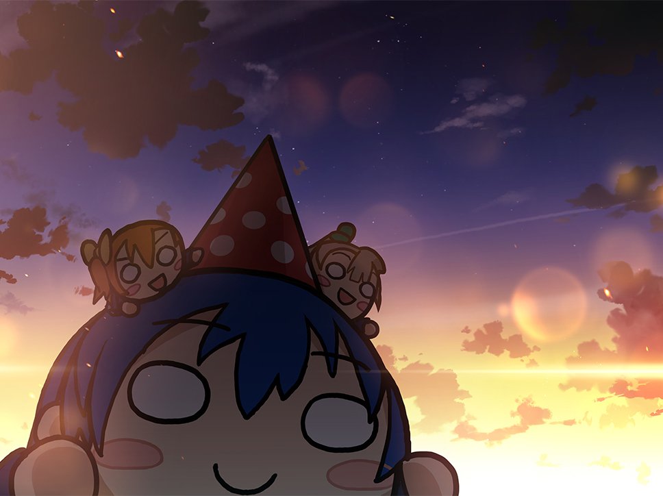 The Big ImageBoard (TBIB) - :d blue hair blush stickers closed mouth cloud commentary request ...