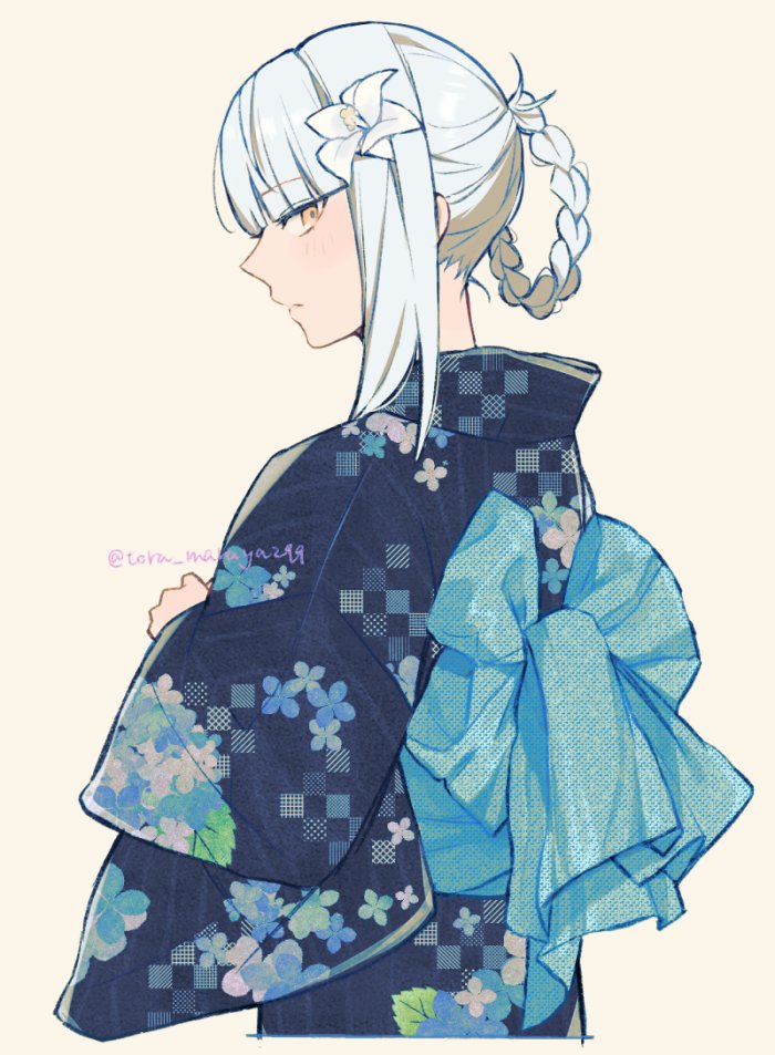 The Big ImageBoard (TBIB) - 1girl alternate costume back bow blue bow blue kimono blunt bangs ...