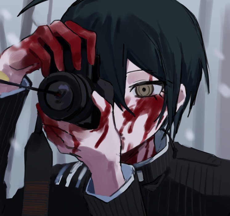 The Big ImageBoard (TBIB) - 1boy ahoge black hair black jacket blood blood on face blood on ...