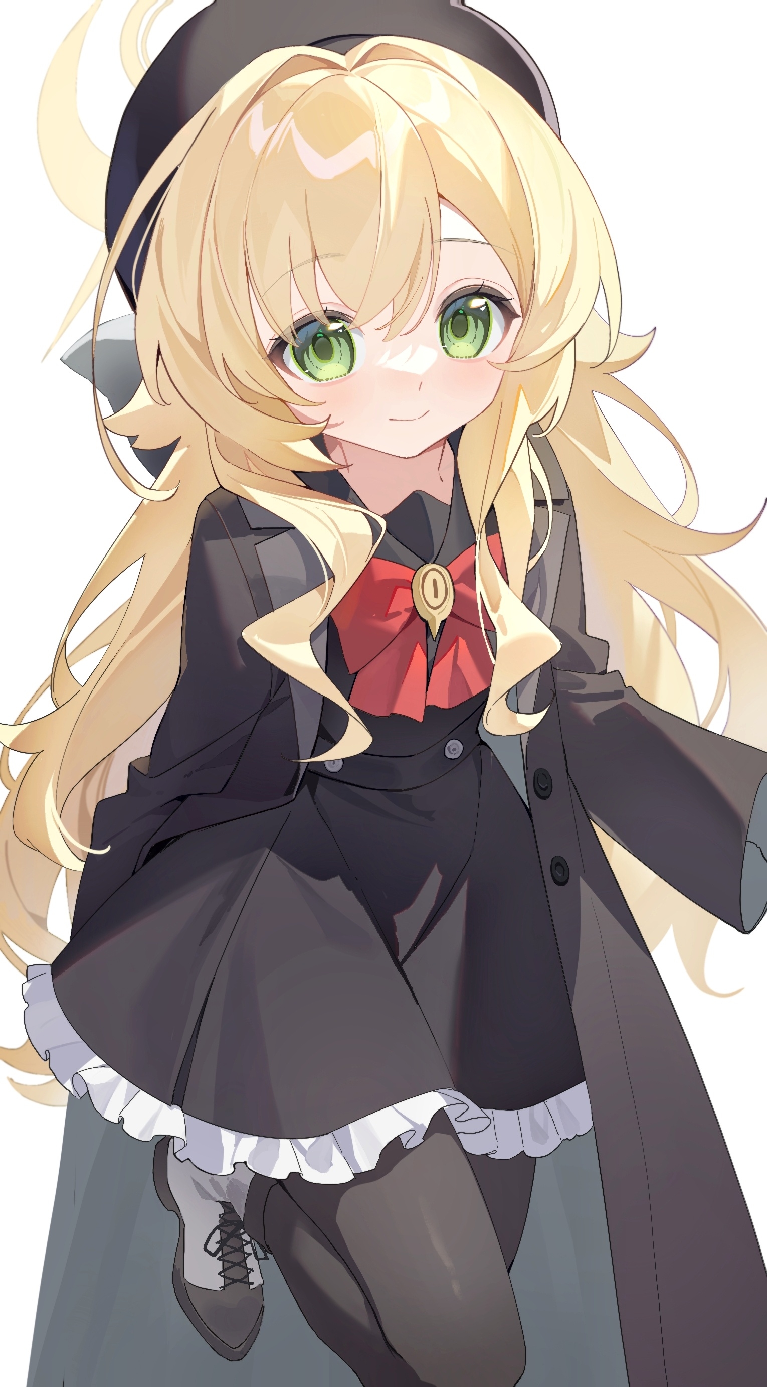 The Big ImageBoard (TBIB) - 1girl absurdres beret black coat black hat black pantyhose black ...