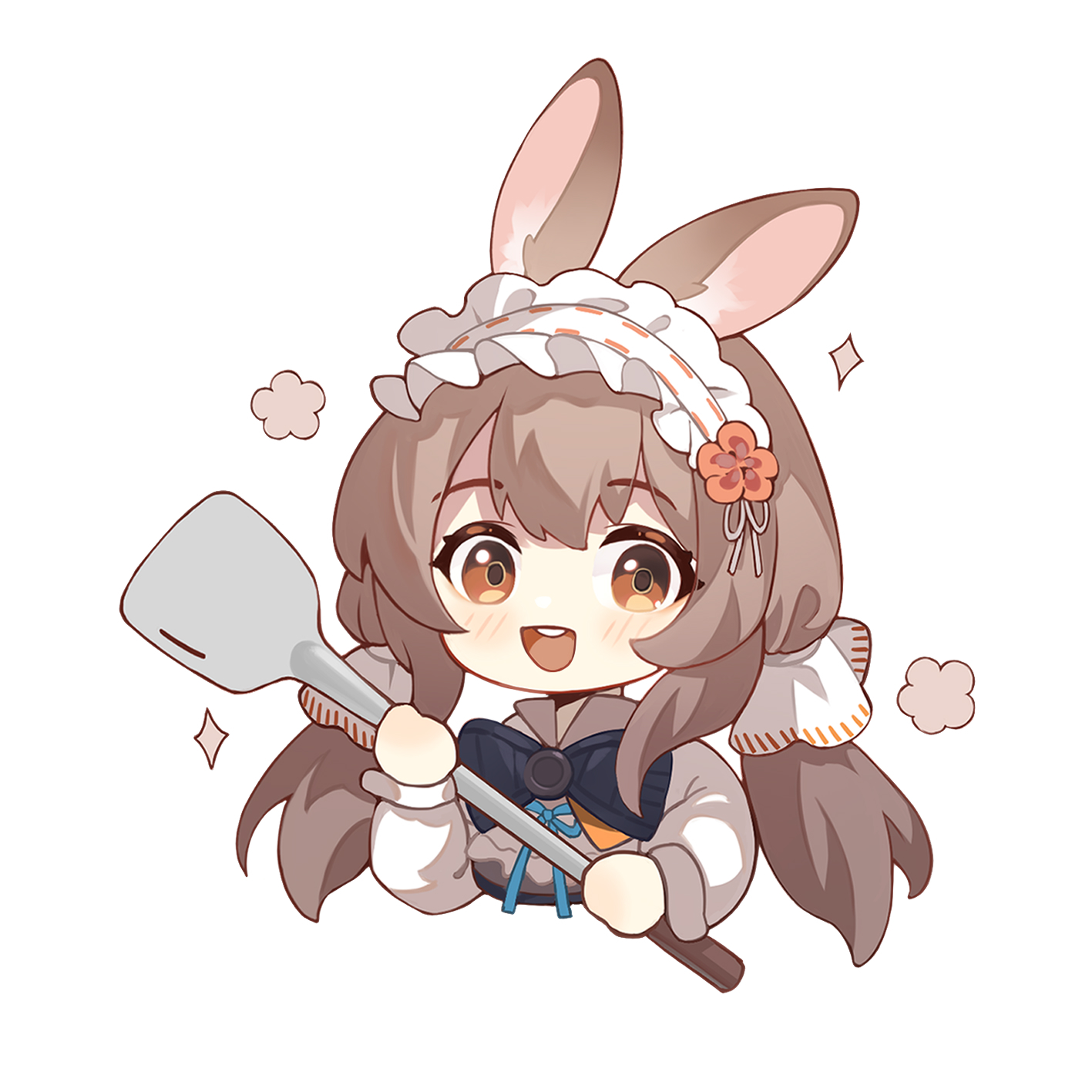 The Big ImageBoard (TBIB) - 1girl :d animal ears arknights brown eyes brown hair chibi chibi ...