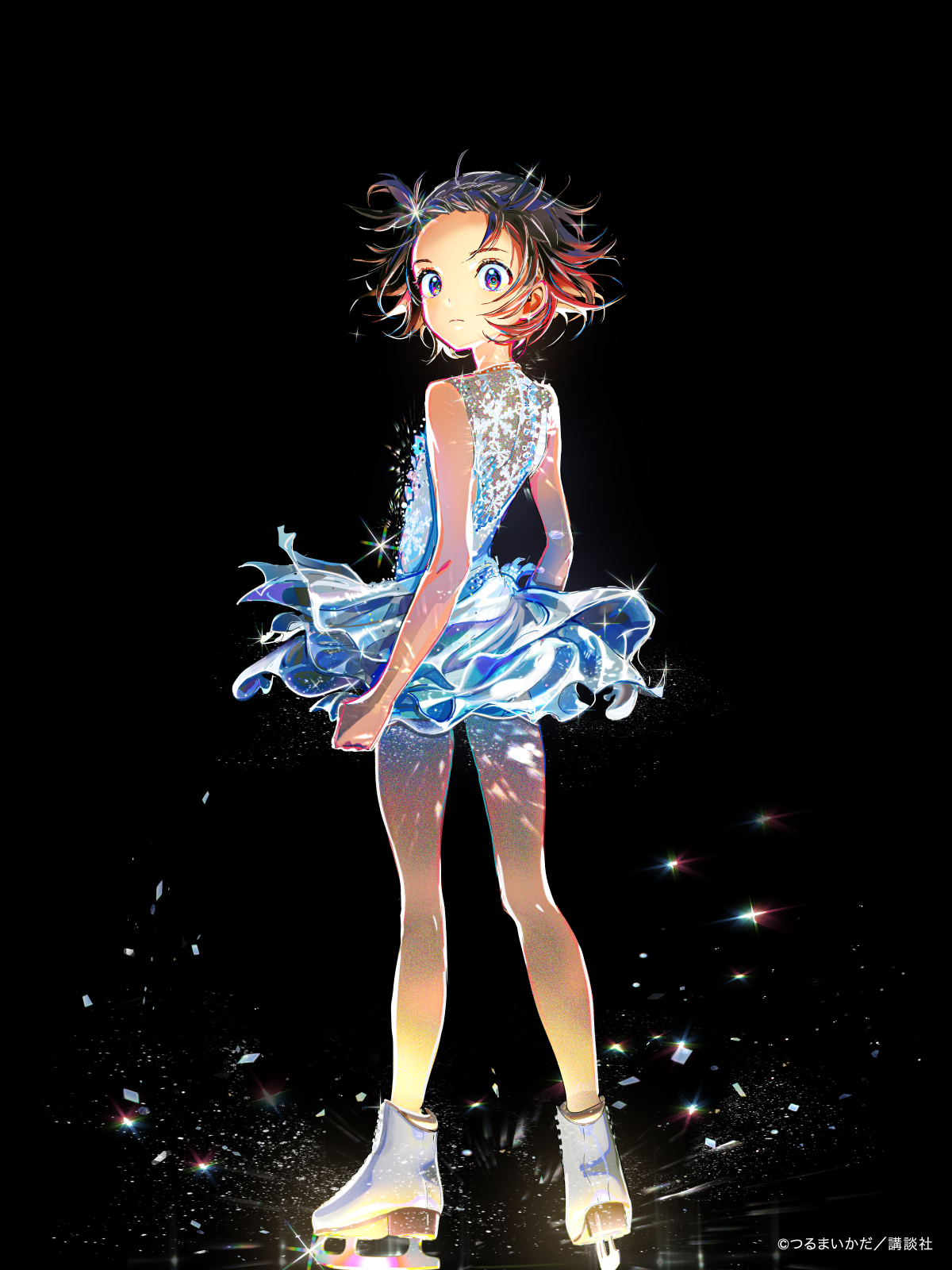 The Big ImageBoard (TBIB) - 1girl black background black eyes black hair figure skating dress ...