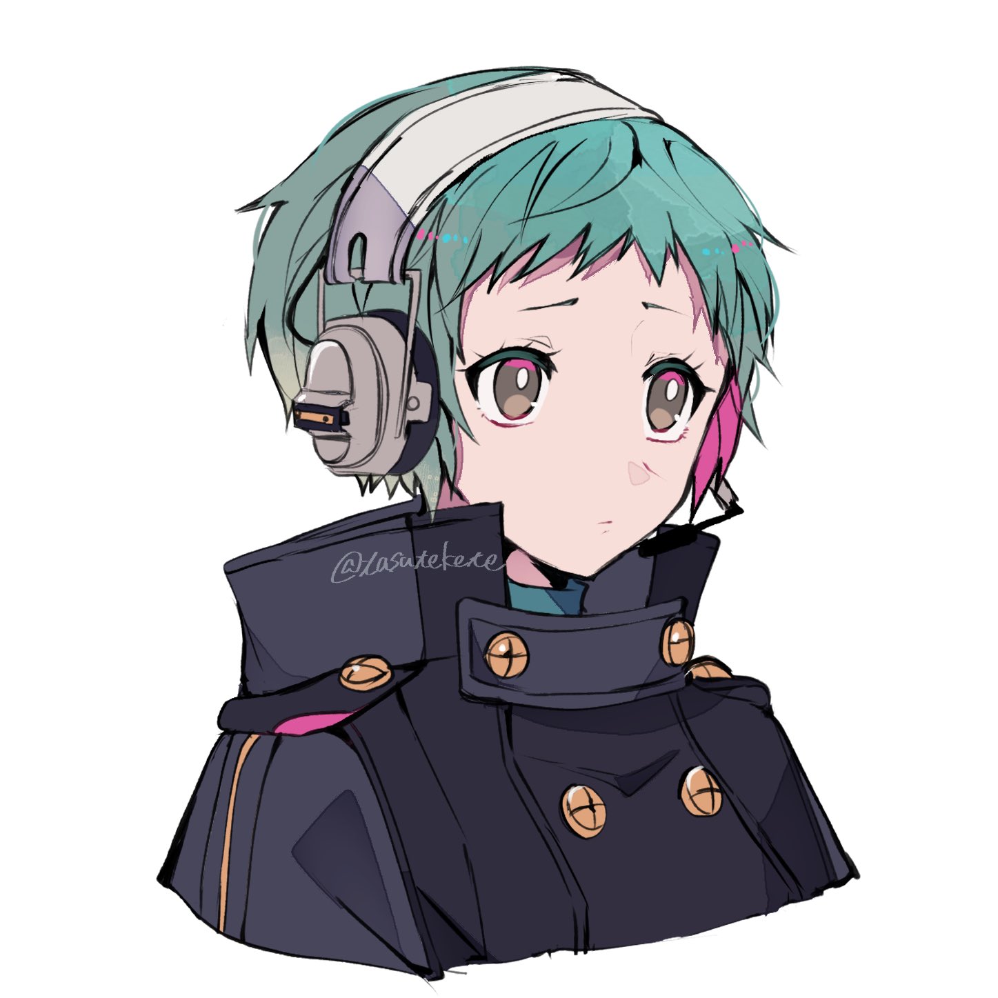The Big ImageBoard (TBIB) - 1girl aqua hair black jacket brown eyes ...