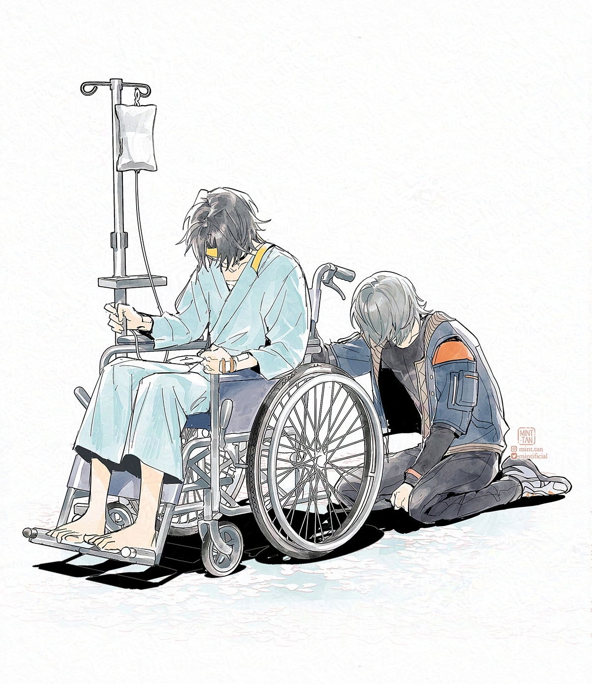 The Big ImageBoard (TBIB) - 2boys artist name asaba harumasa barefoot black hair black pants ...