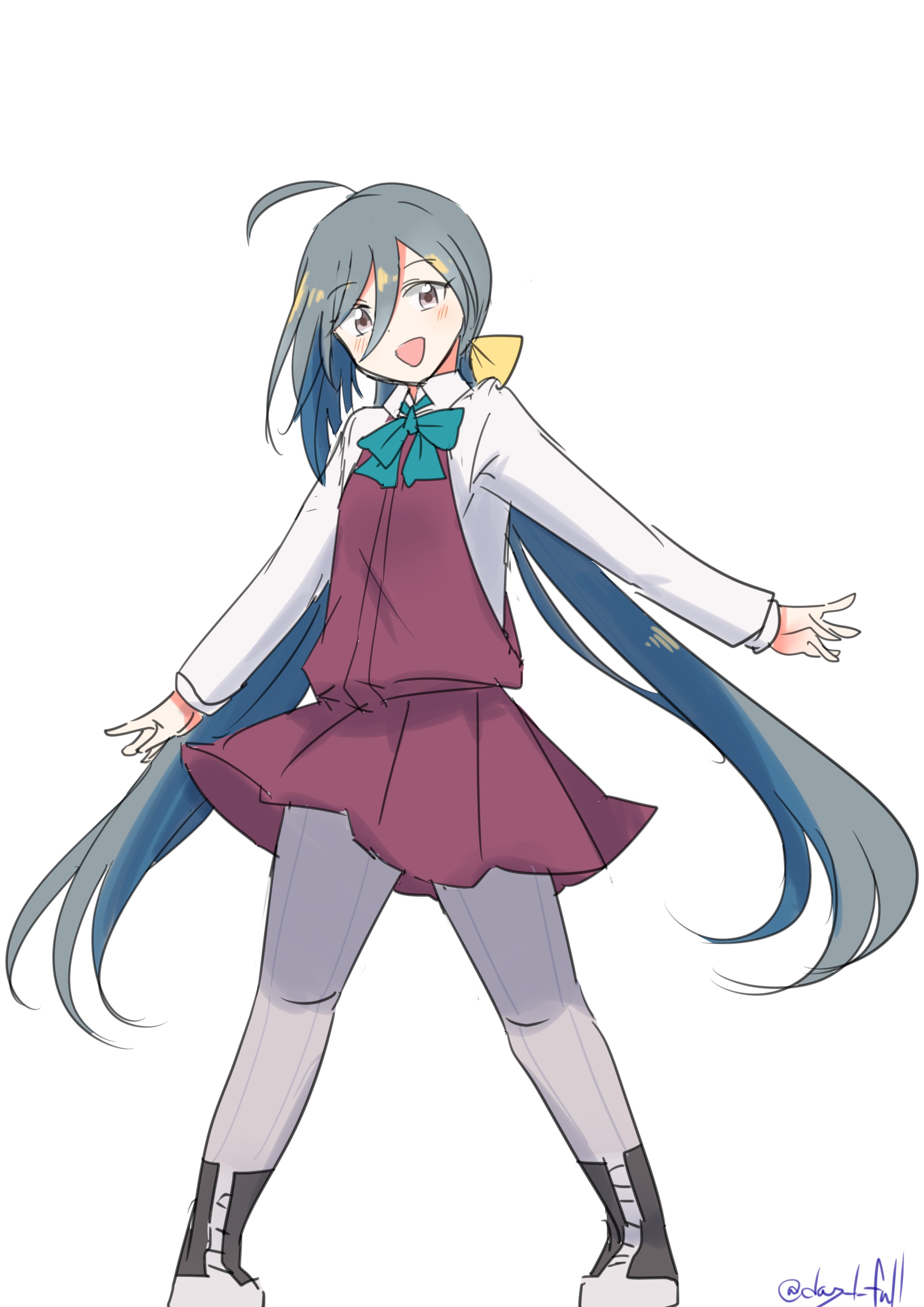 The Big ImageBoard (TBIB) - 1girl absurdres ahoge aqua bow aqua bowtie boots bow bowtie collared ...