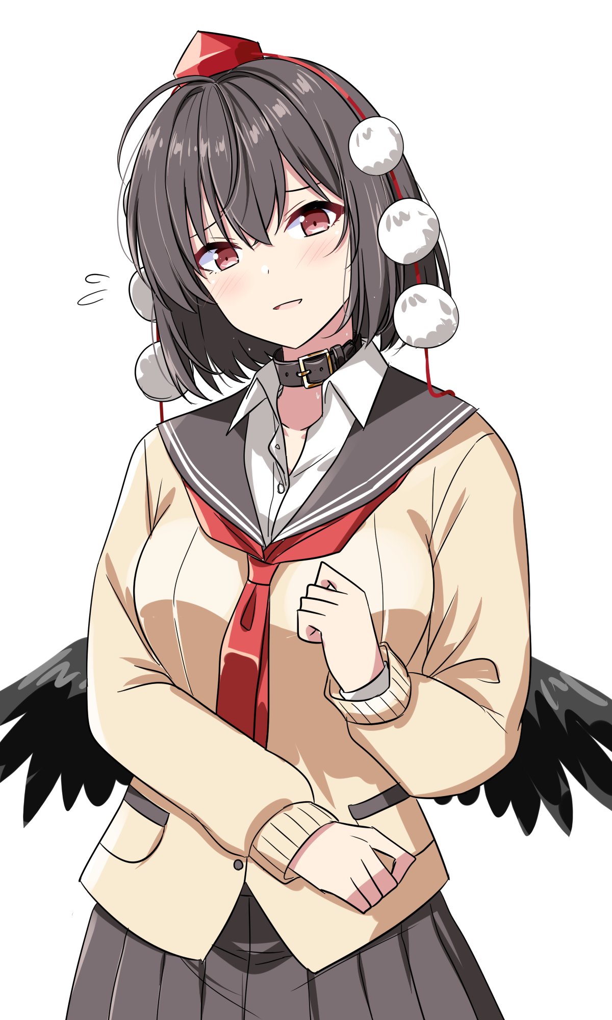 The Big ImageBoard (TBIB) - 1girl alternate costume animal collar belt collar bird wings black ...