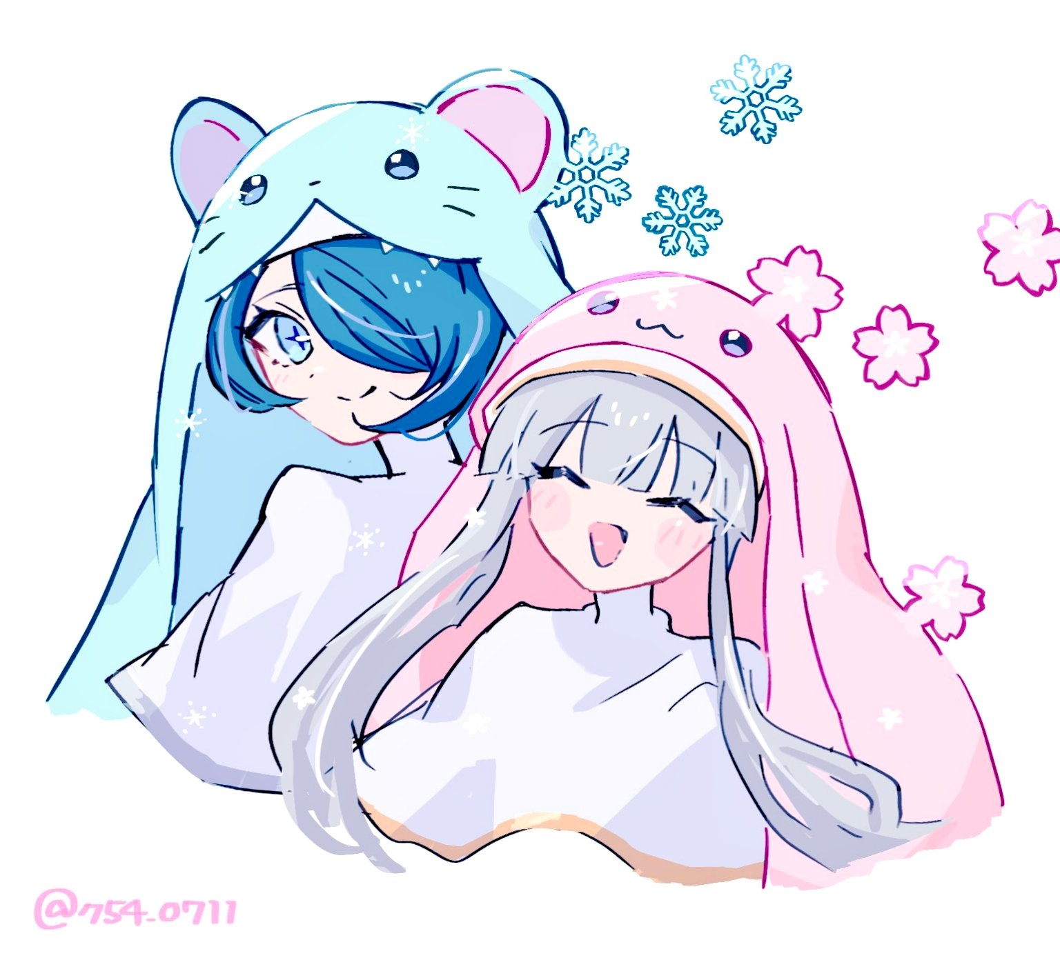 The Big ImageBoard (TBIB) - 2girls blue eyes blue hair blush closed ...