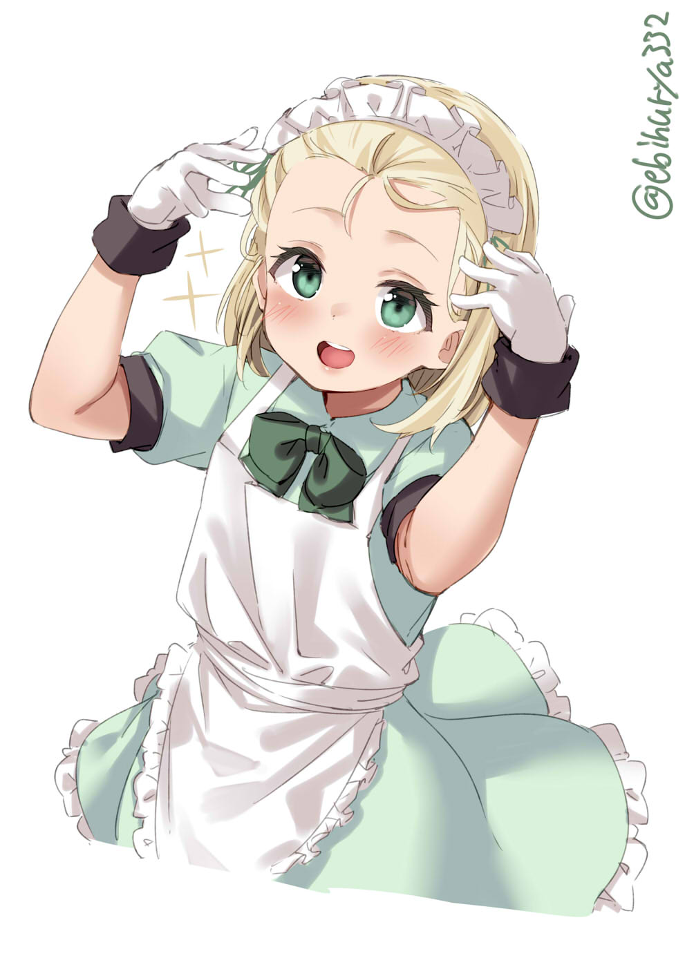 The Big ImageBoard (TBIB) - 1girl alternate costume apron aqua dress blonde hair blush dress ...