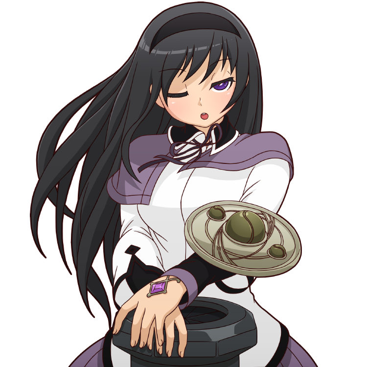 The Big Imageboard Tbib 1girl Akemi Homura Black Hair Breasts