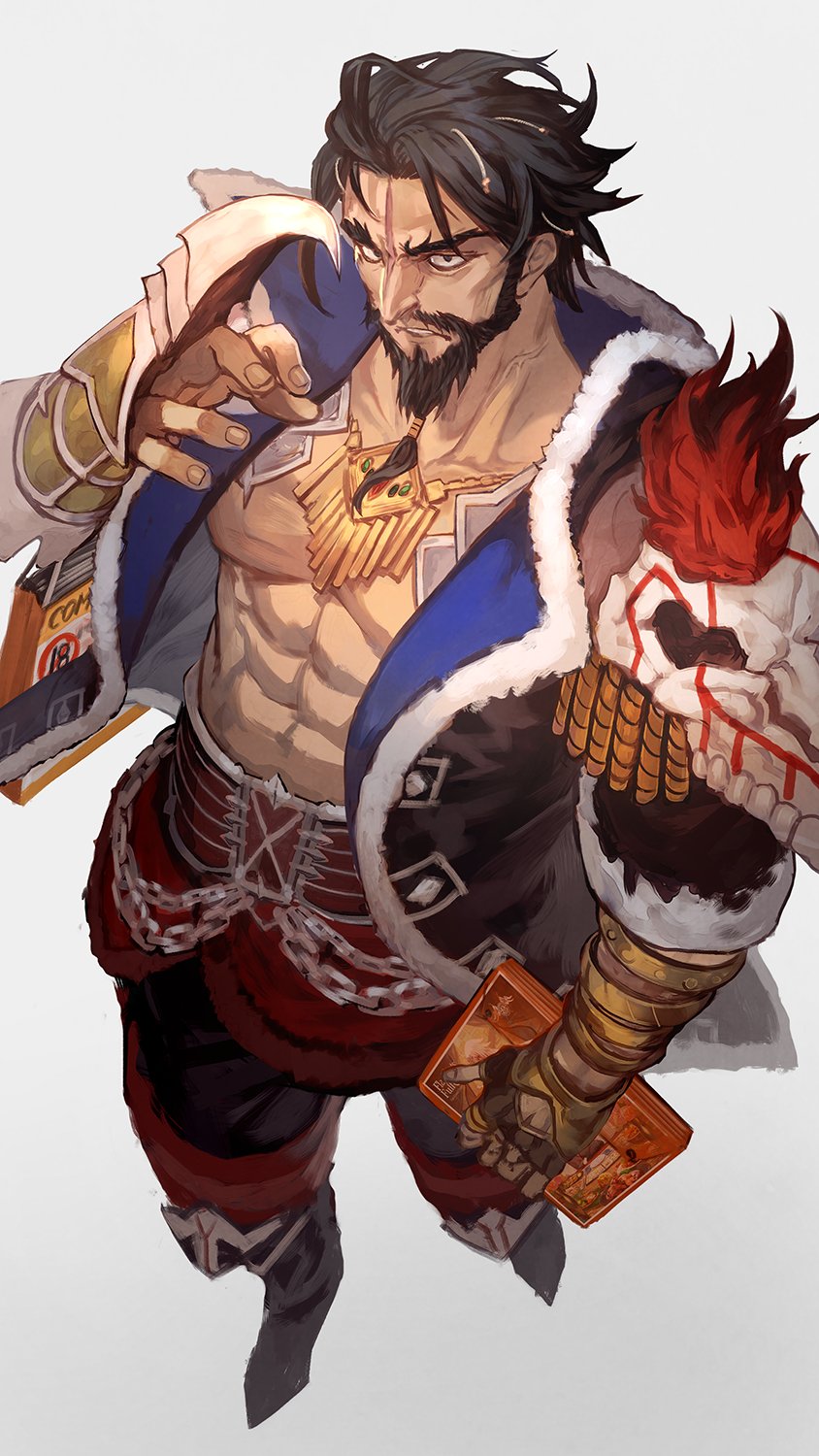 The Big ImageBoard (TBIB) - 1boy armor bag bare pectorals beard belt ...