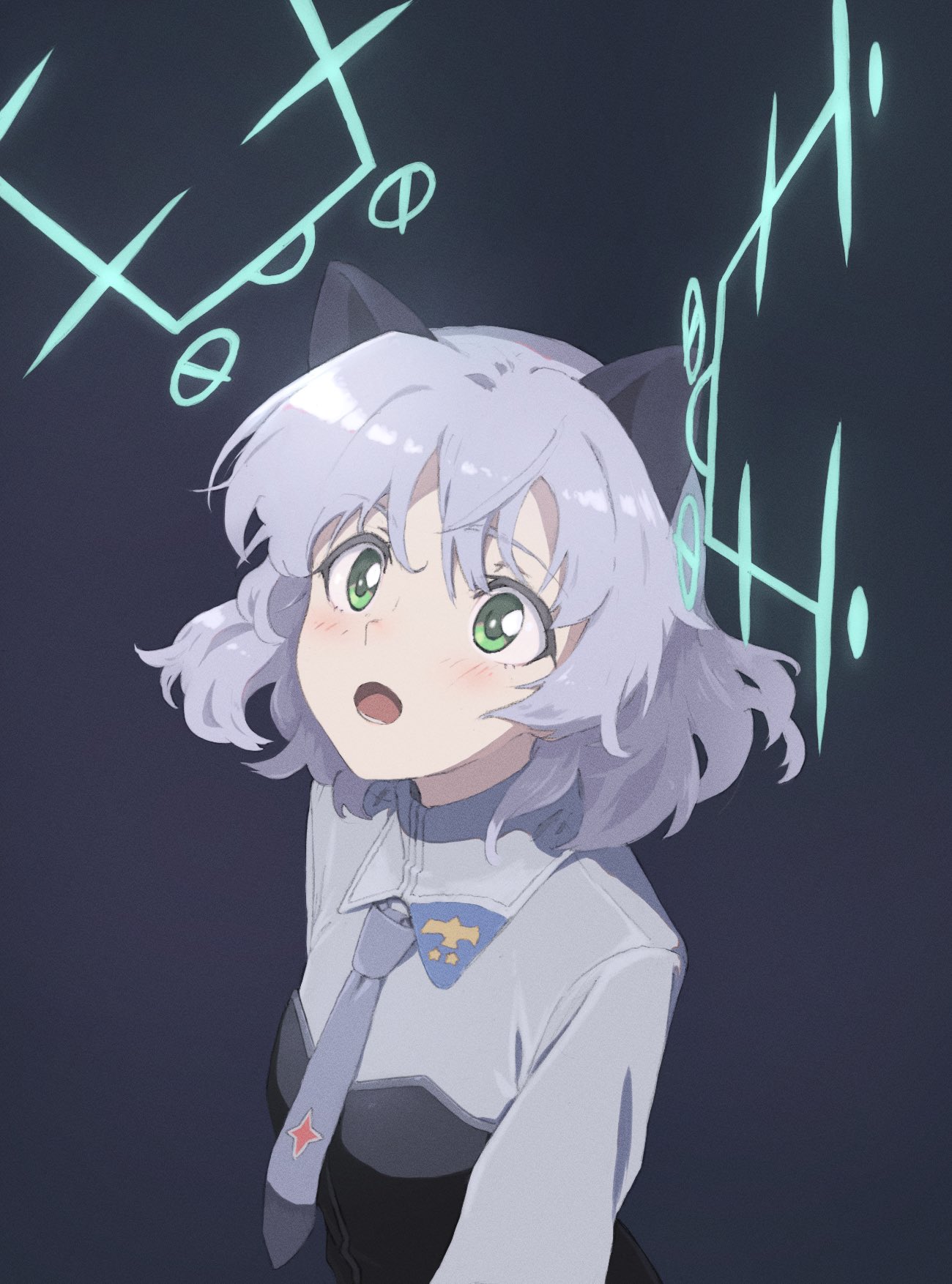 The Big ImageBoard (TBIB) - 1girl animal ears black dress blue necktie blush breasts cat ears ...